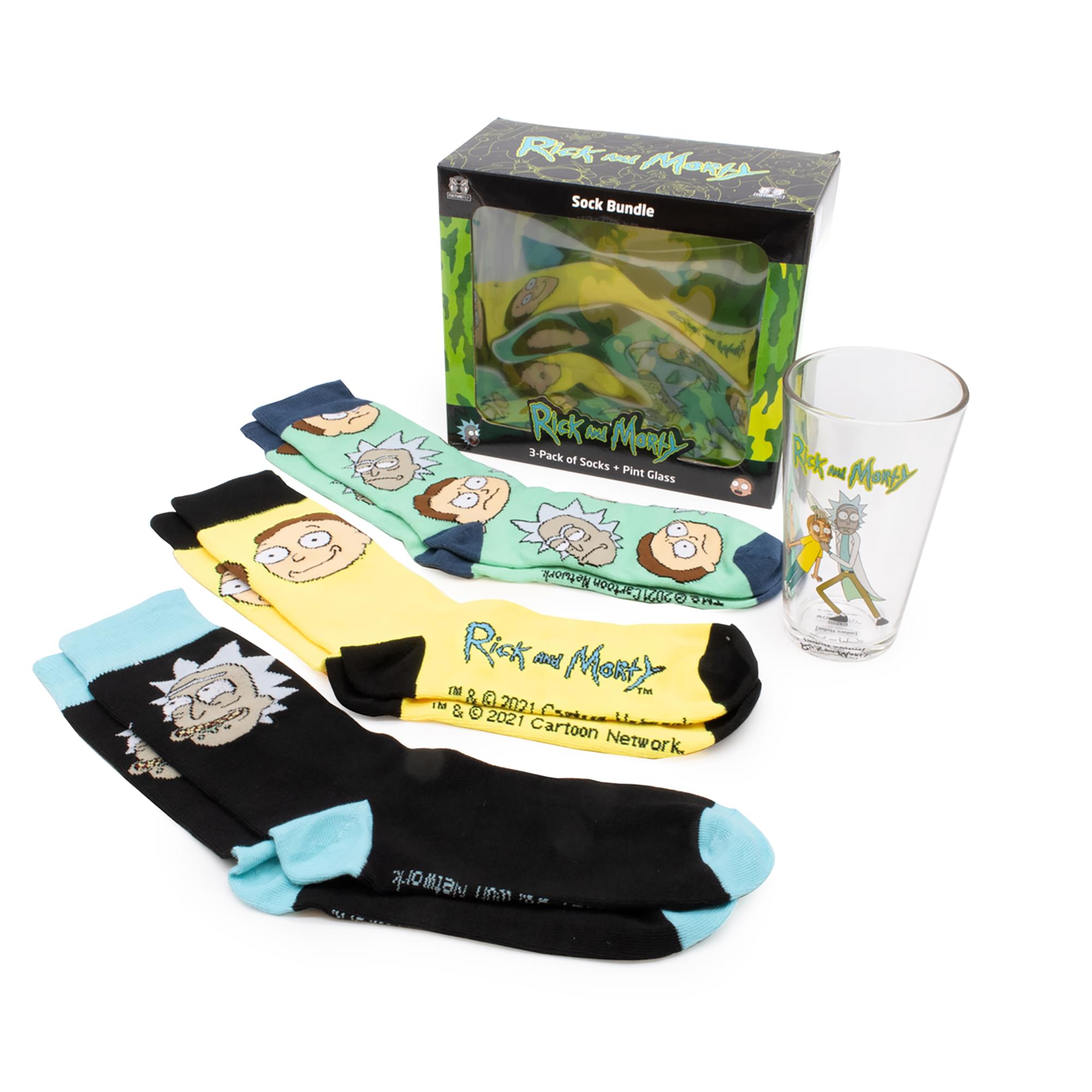 Rick and Morty Pint Glass and Sock Bundle | Free Shipping