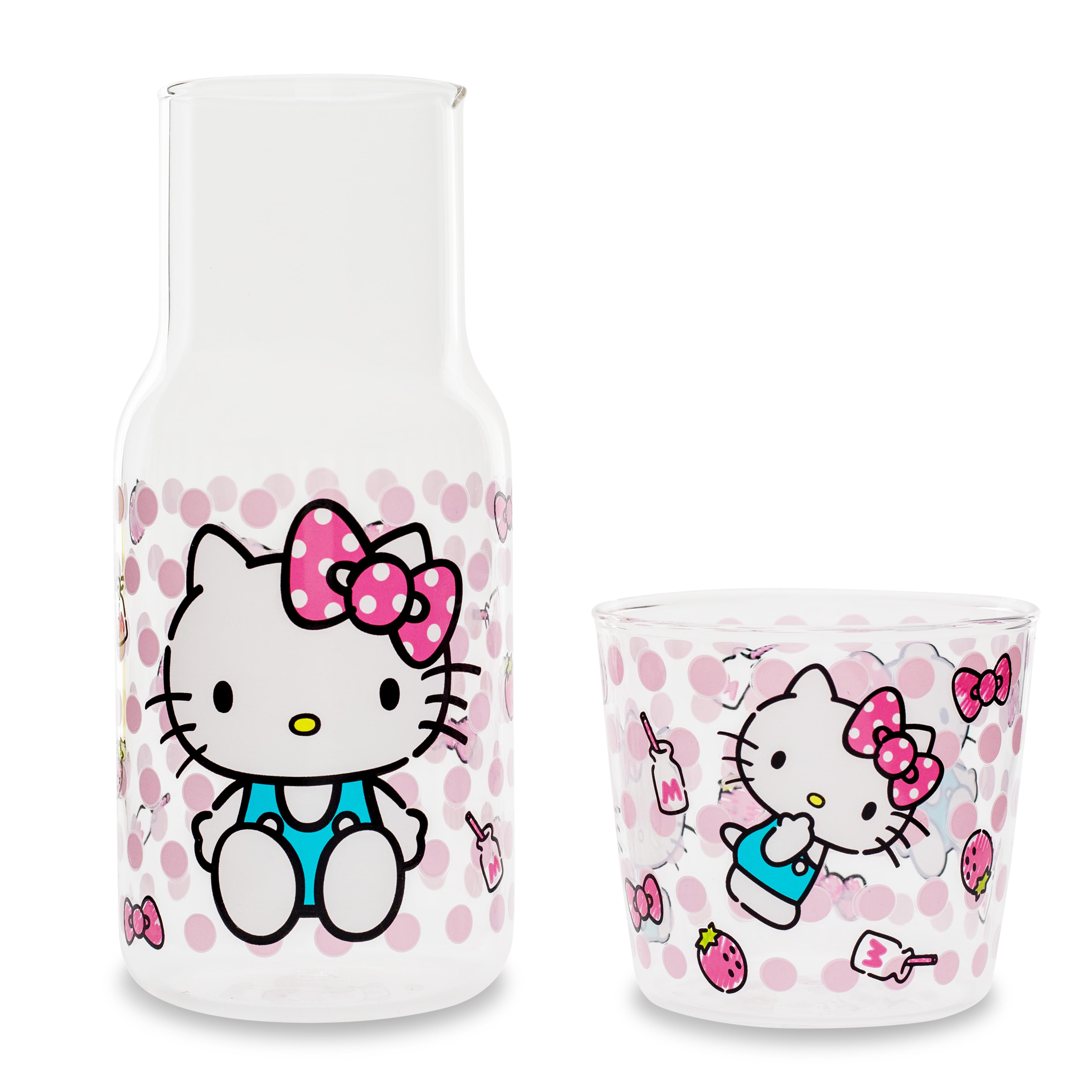 Hello Kitty Pink 18oz Glass Water Pitcher W Cup Free Shipping