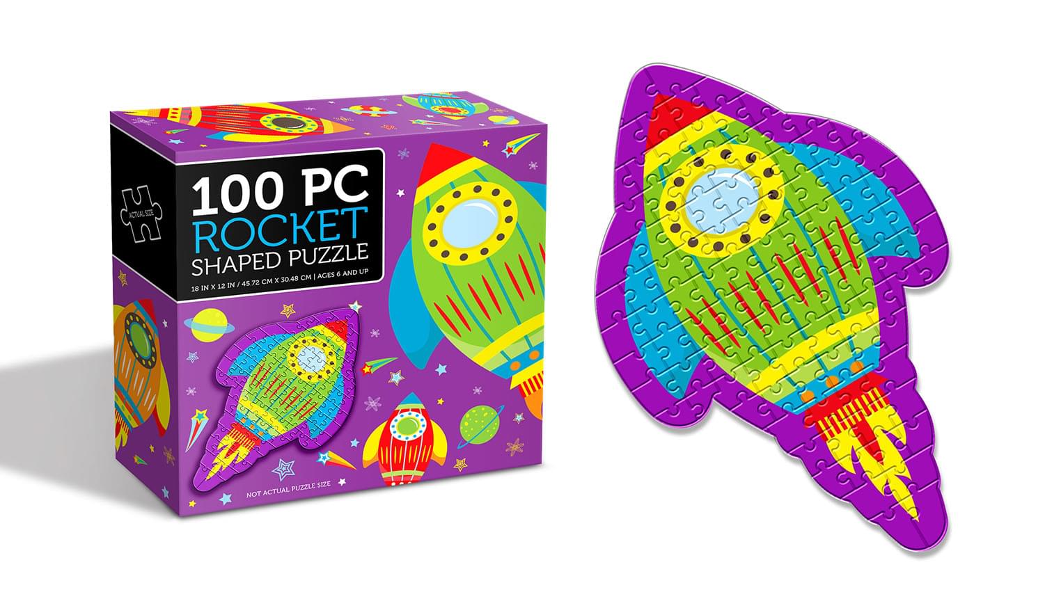 Rocket Ship Shaped 100 Piece Jigsaw Puzzle | Free Shipping