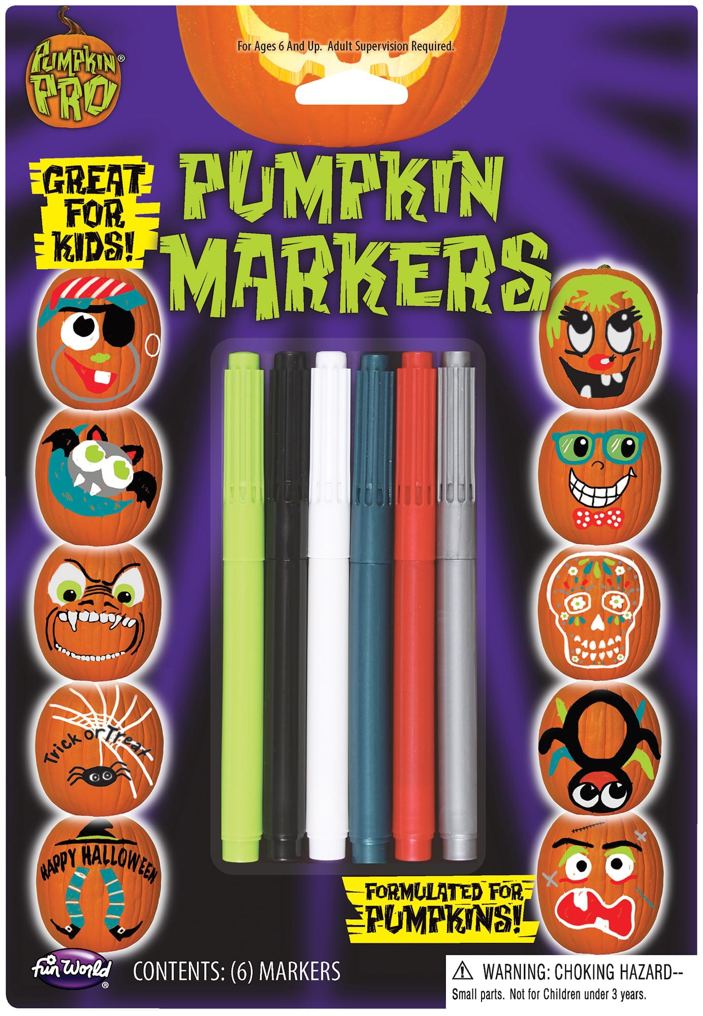 Halloween Pumpkin Decorating Markers | 6 Pack | Free Shipping