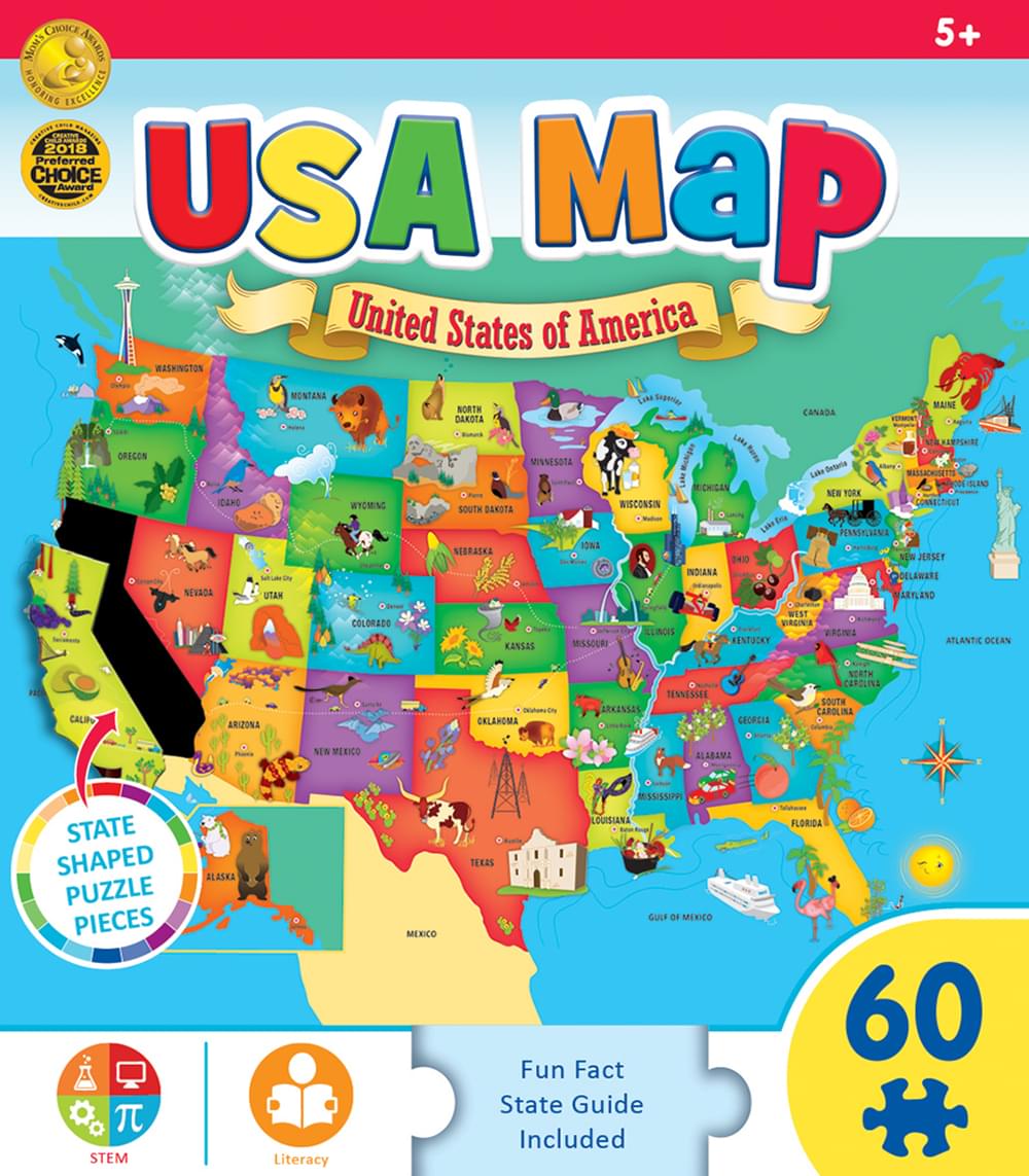 Explorer Kids USA Map 60 Piece Jigsaw Puzzle | Free Shipping
