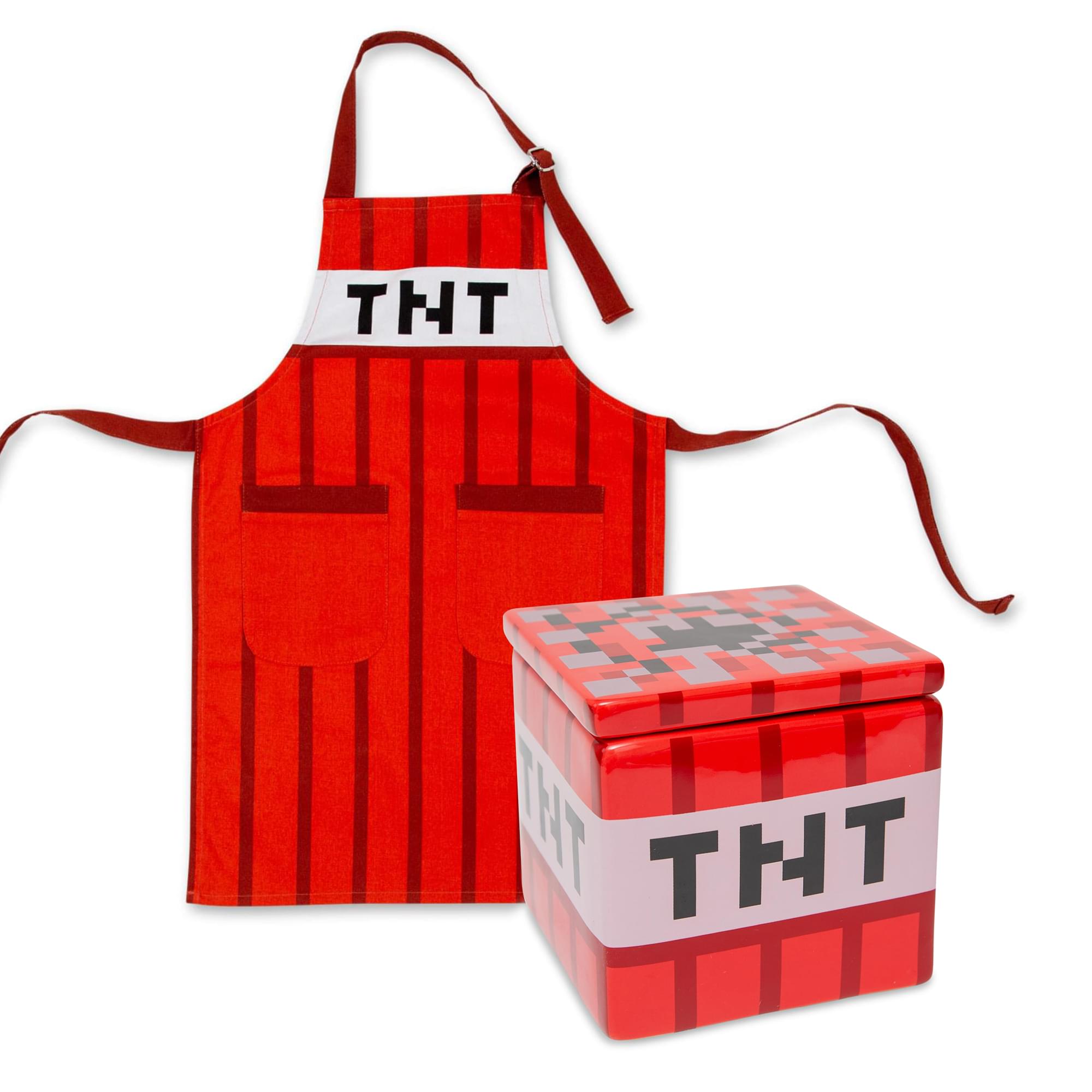 Minecraft TNT Kitchen Set: TNT Youth Apron & TNT Cookie Jar | Free Shi