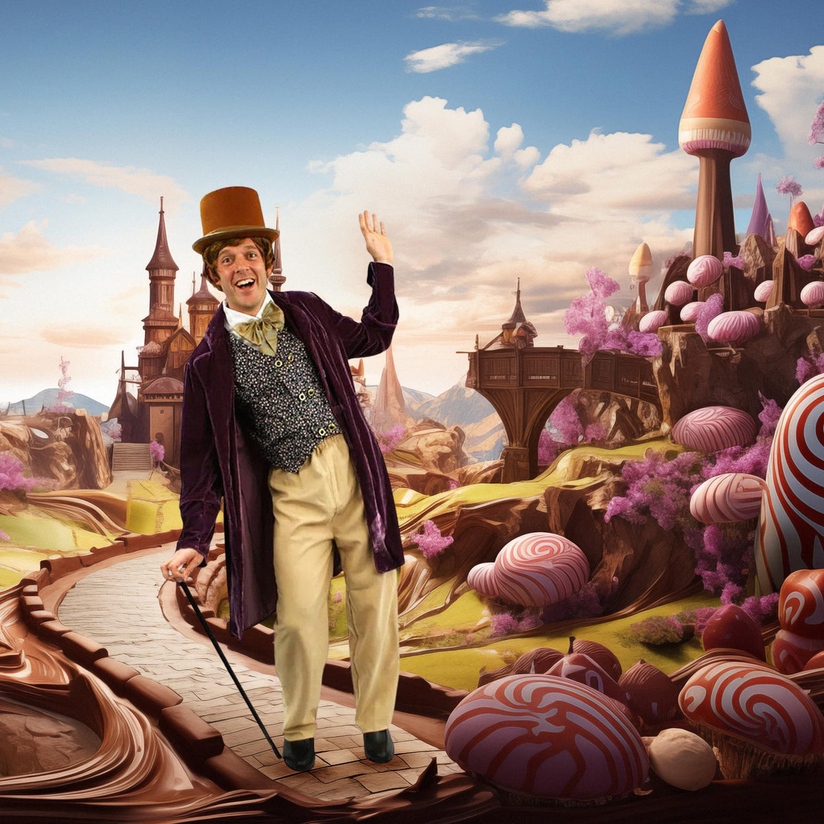 Willy Wonka Classic Chocolate Man Adult Costume, Standard | Free Shipp