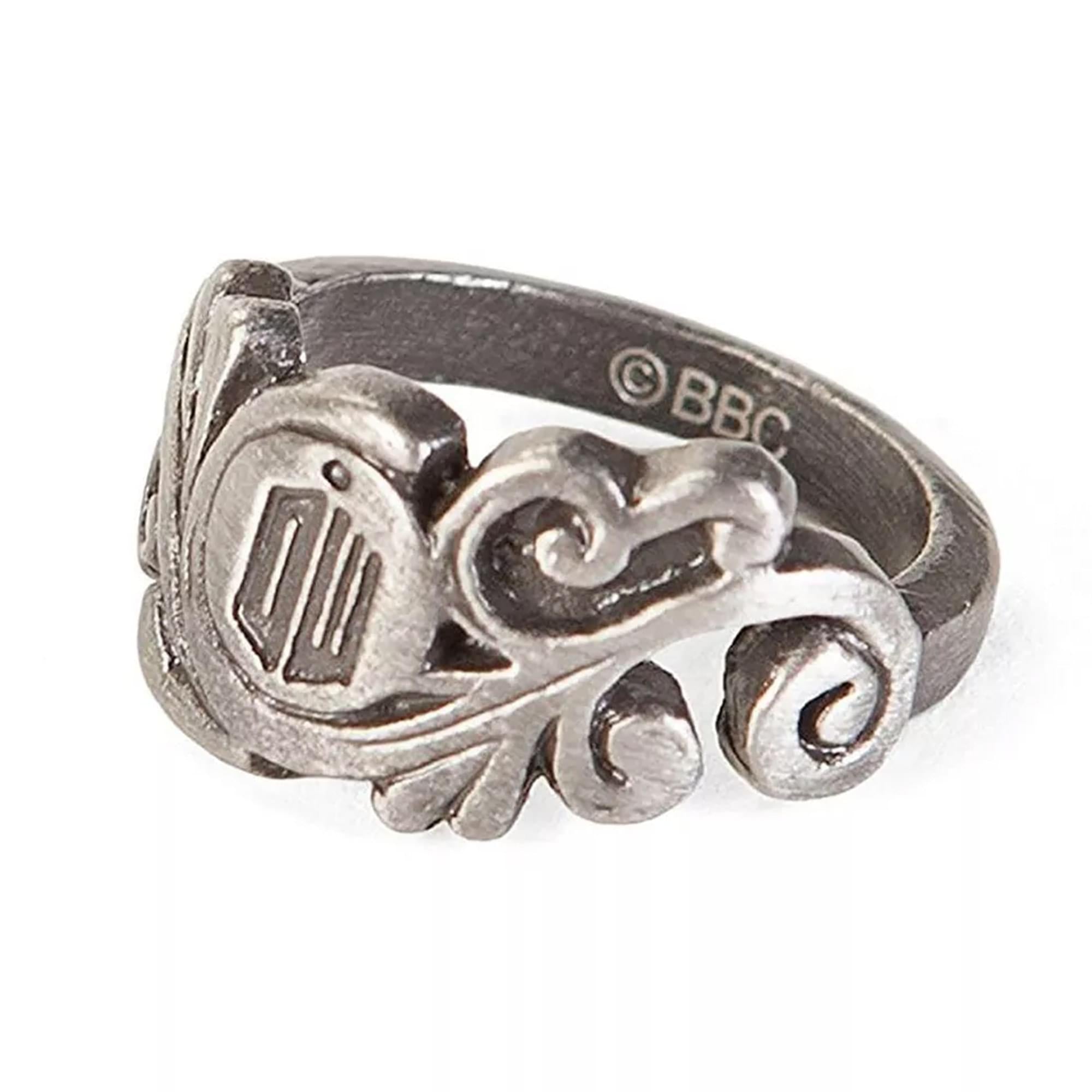 Doctor Who Logo Vine Stainless Steel Women's Ring, Size 7 | Free Shipp