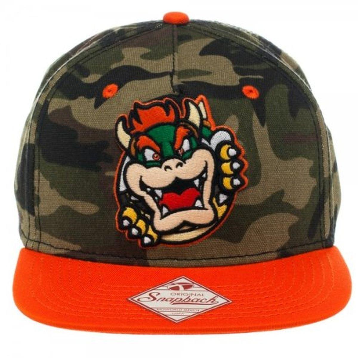 Nintendo Super Mario Bowser Orange Camo Snapback Baseball Ha | Free Sh
