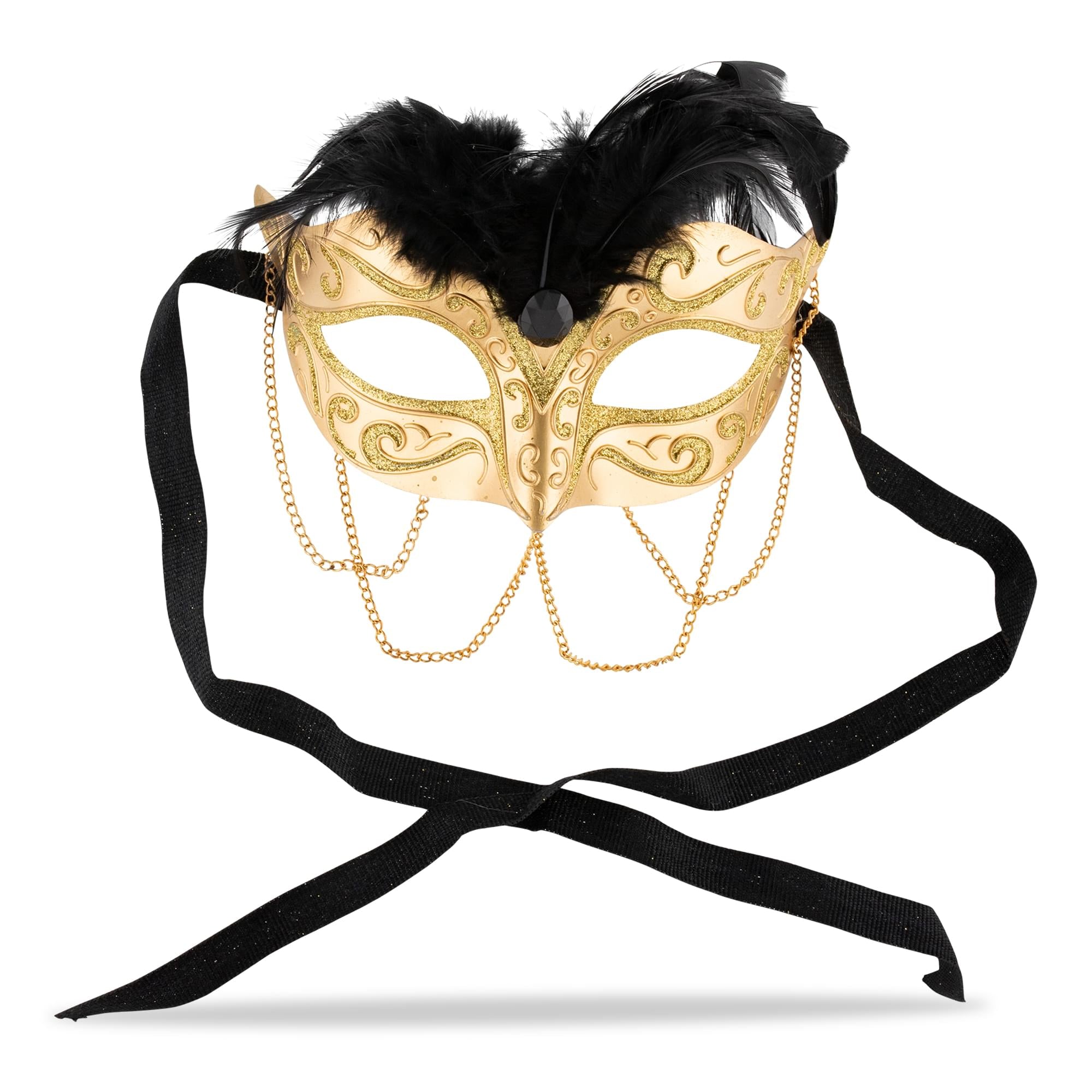 Tamire Costume Mask With Gold Chain: Gold/Gold | Free Shipping
