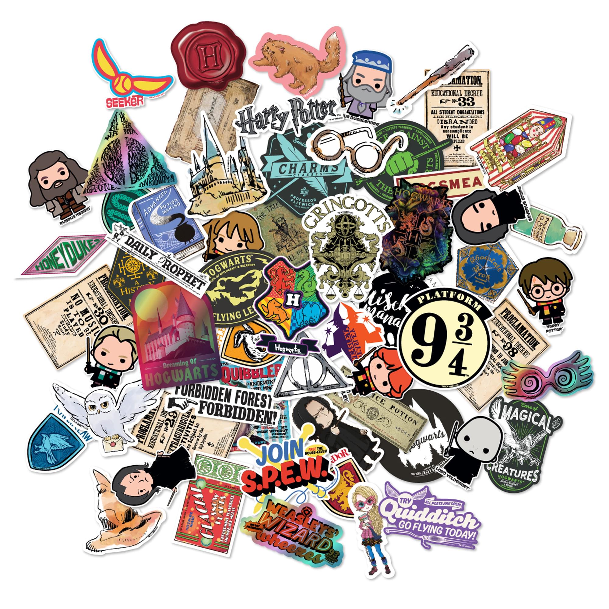 Harry Potter Clear Variety Vinyl Decal 50-Pack | Free Shipping