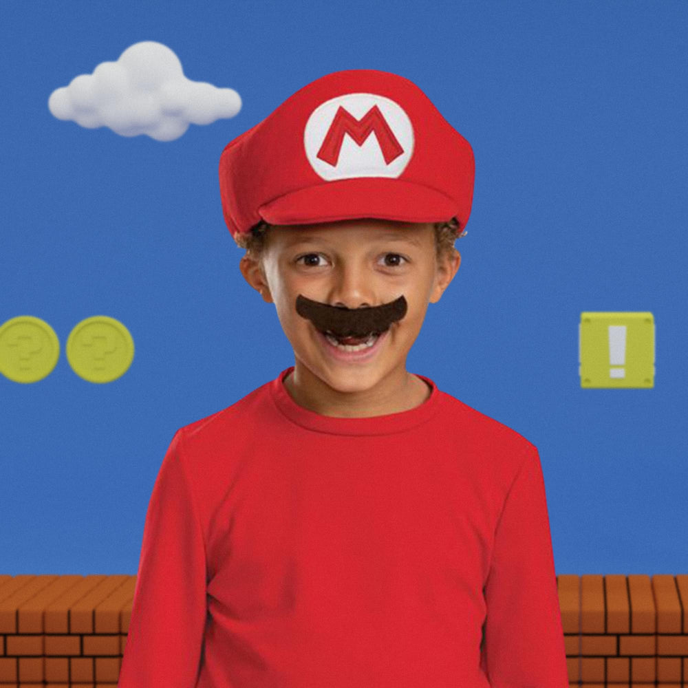 Super Mario Mario Hat & Mustache Child Costume | Free Shipping