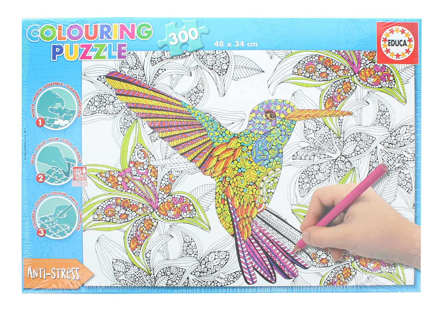 Hummingbird 300 Piece Coloring Jigsaw Puzzle | Free Shipping
