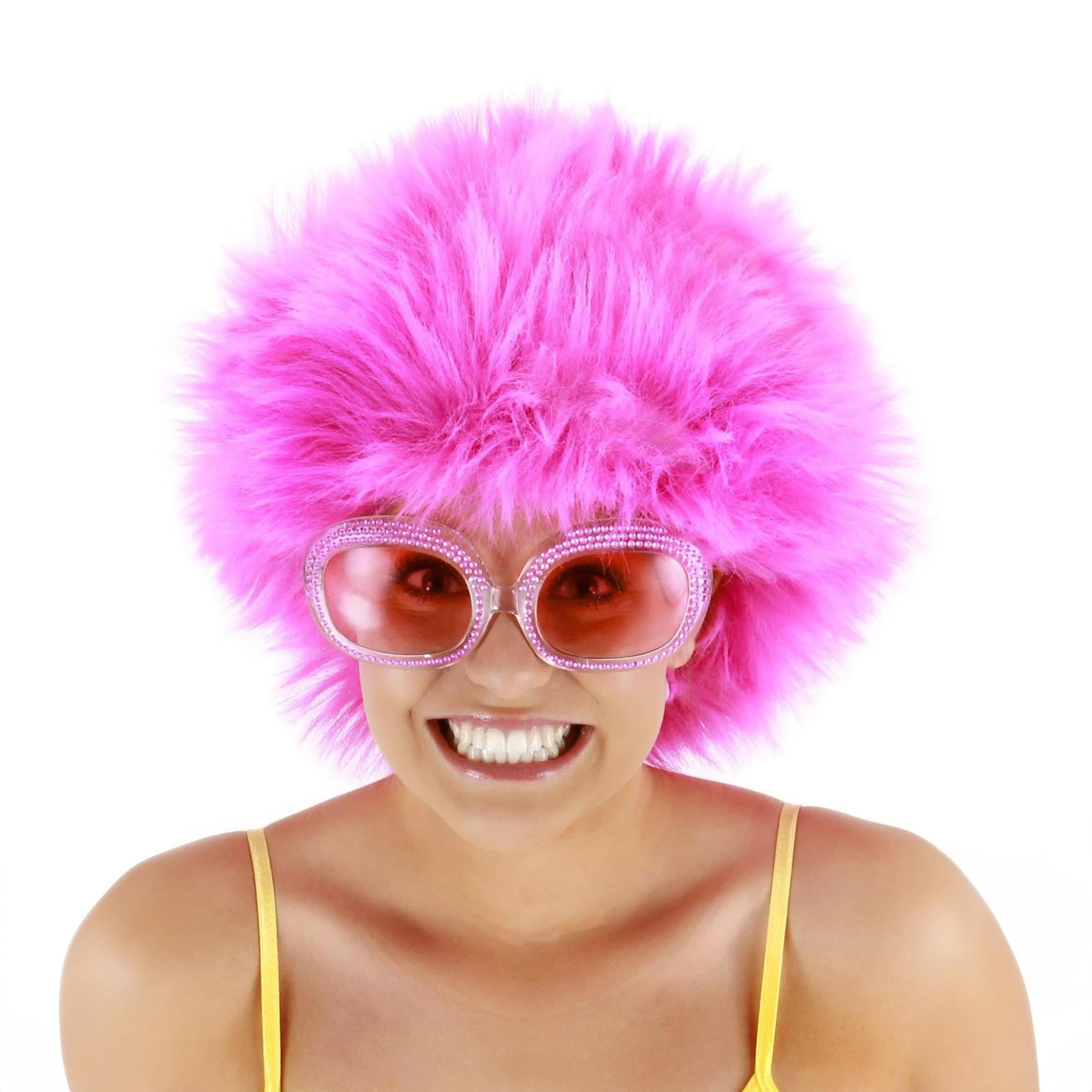 Fuchsia Fuzzy Costume Wig Adult | Free Shipping