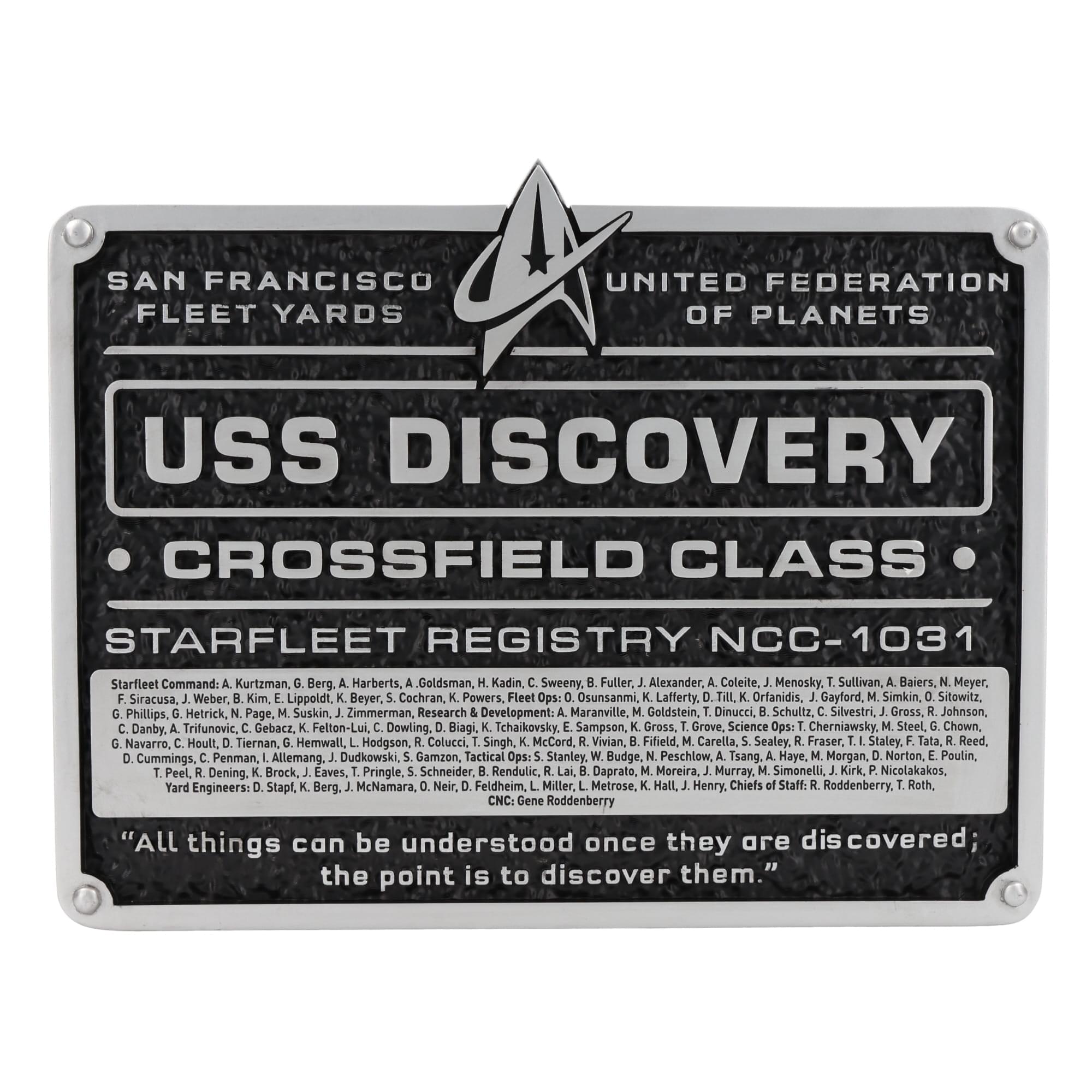 Star Trek USS Discovery Dedication Plaque Replica | Free Shipping