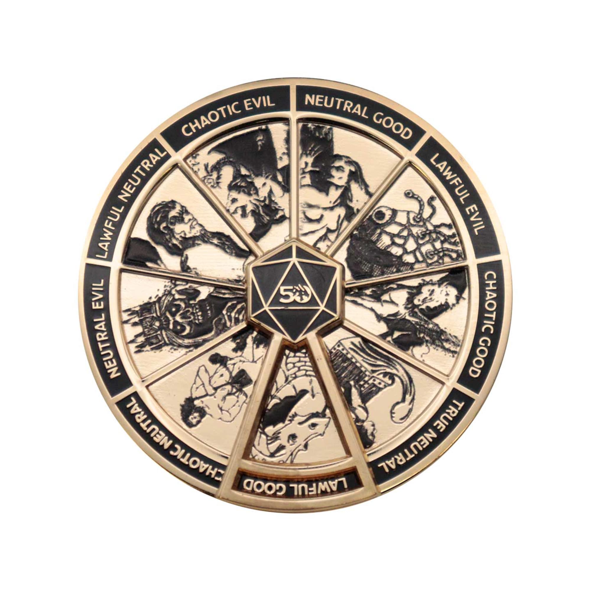 D&D Gold Plated Alignment Spinner Pin Badge | Free Shipping