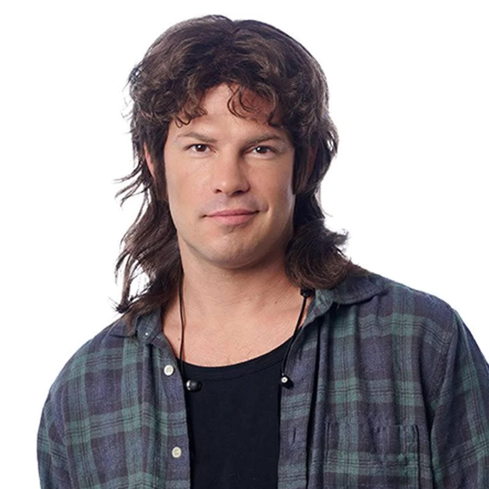 Hipster Mullet Adult Brown Costume Wig | Free Shipping