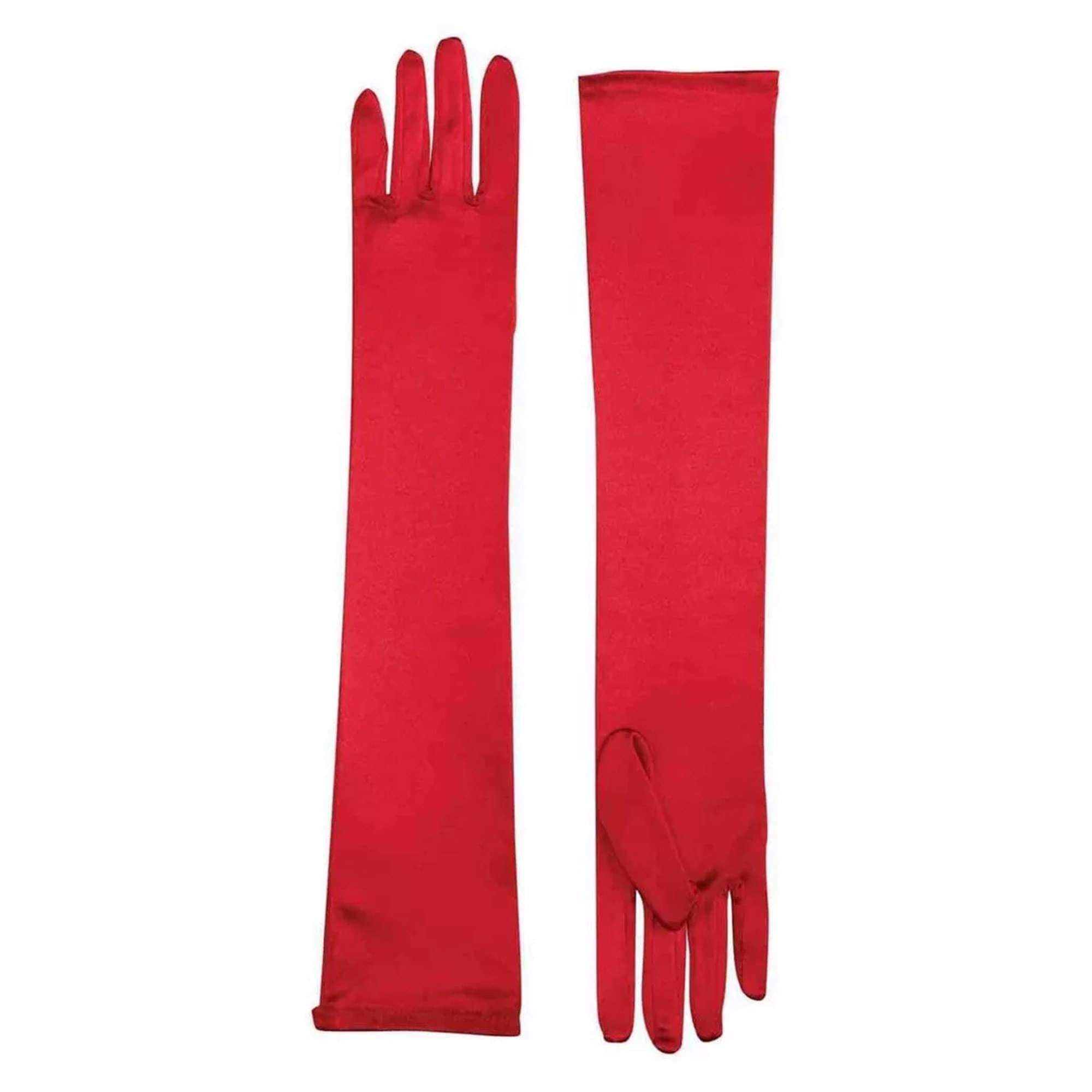 Long Red Adult Female Costume Satin Dress Gloves | Free Shipping