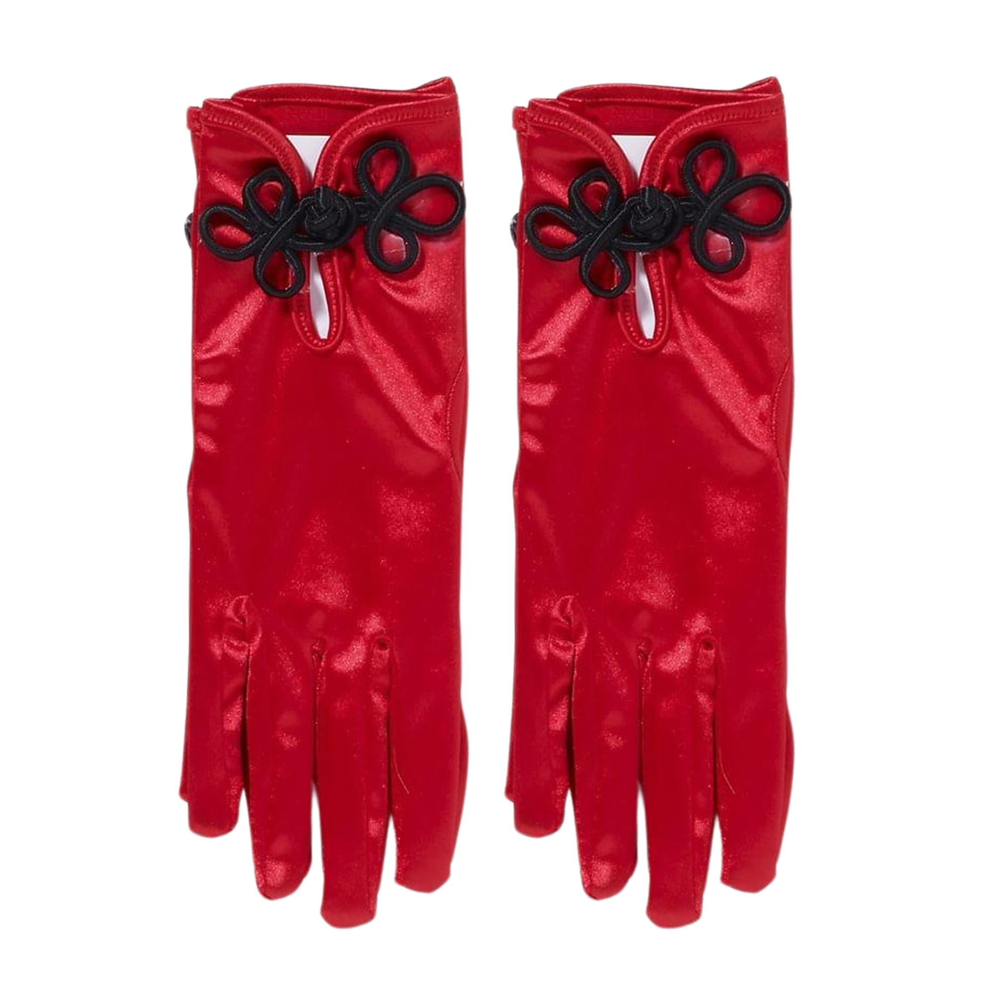 Retro Rock Red Satin Short Costume Gloves Adult | Free Shipping