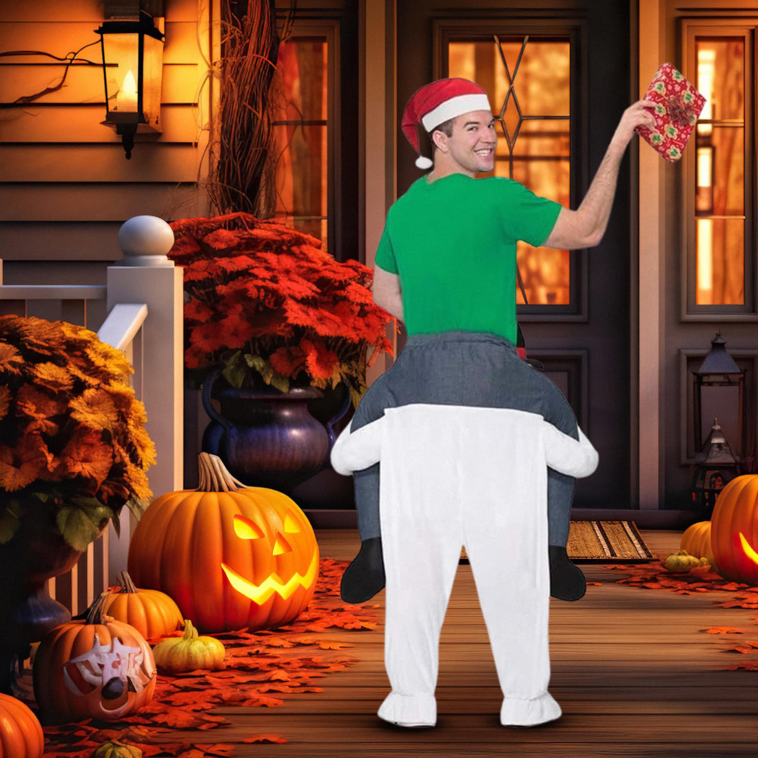 Shoulder Riding Adult Costume: Snowman | Free Shipping