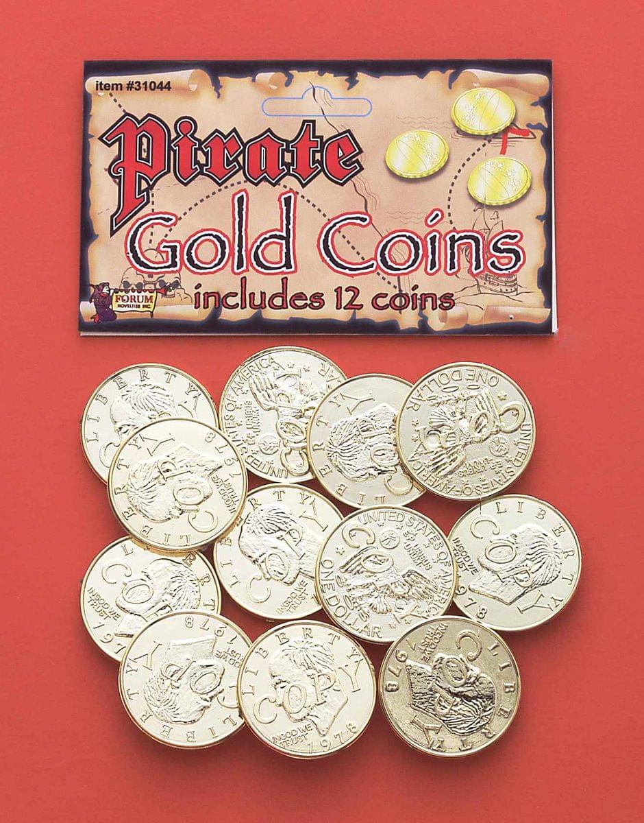 Pirate Booty 12-Piece Gold Coin Costume Accessory | Free Shipping
