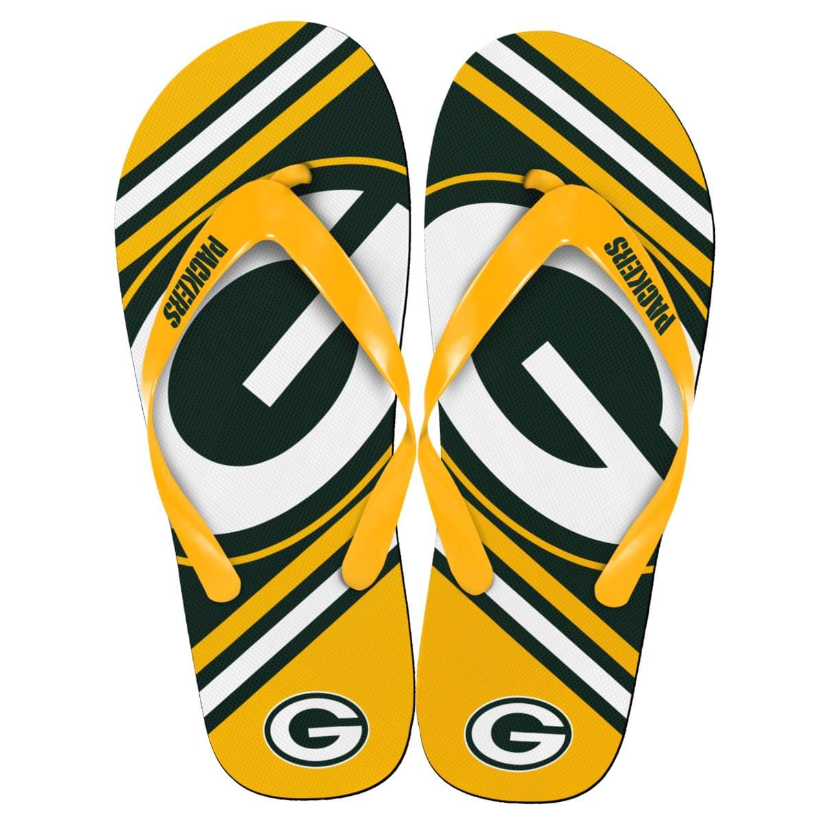 Green Bay Packers NFL Unisex Big Logo Flip Flops | Free Shipping