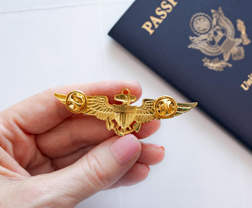 Aviator Pilot Costume Accessory Pin - Gold | Free Shipping