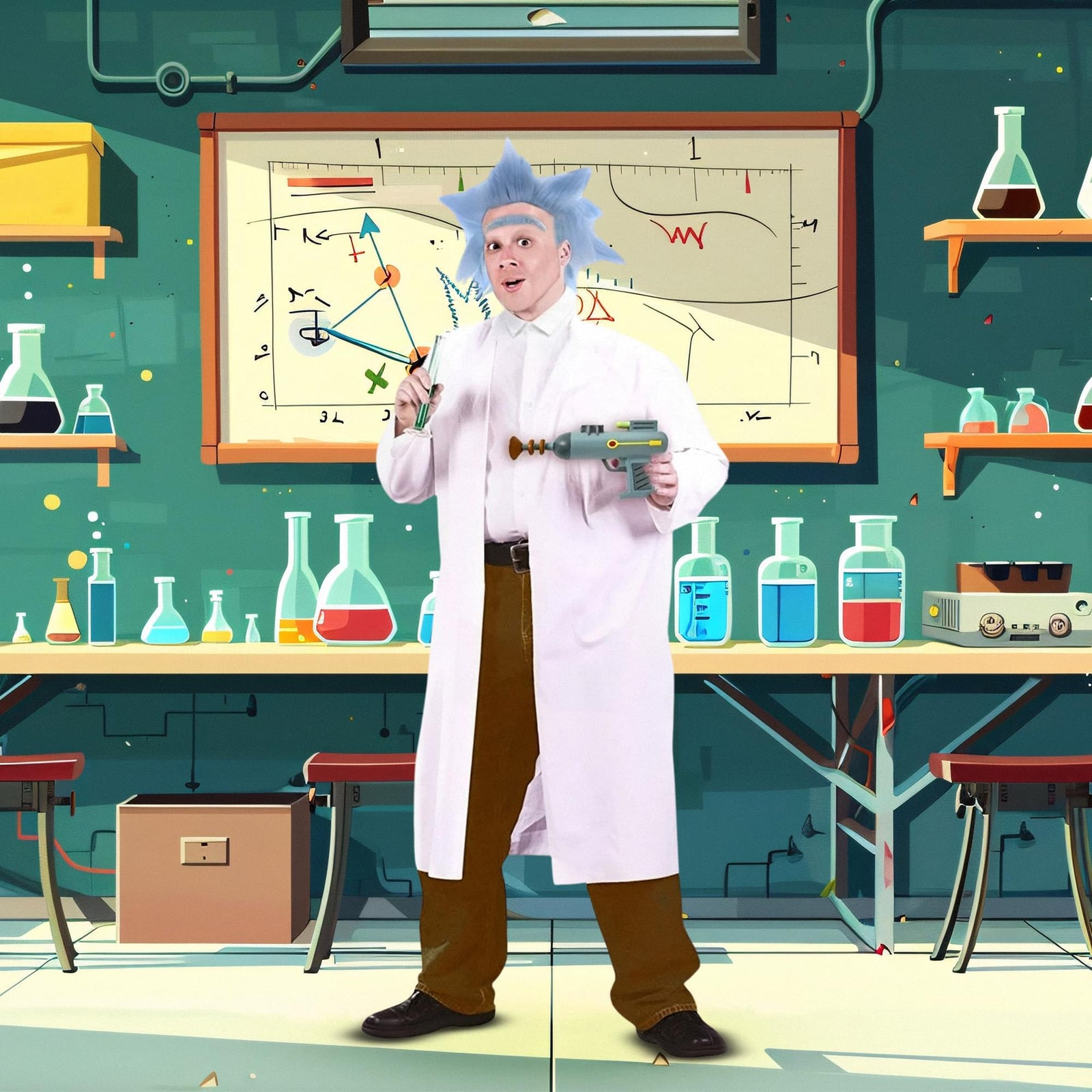 Rick & Morty Rick Wig & Eyebrow Adult Costume Set | Free Shipping