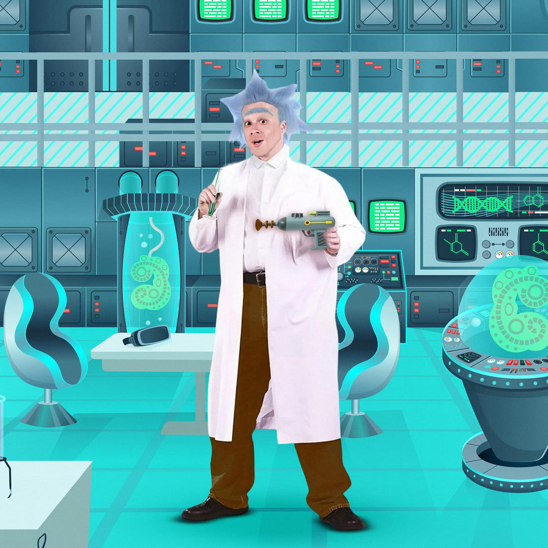 Rick & Morty Rick Wig & Eyebrow Adult Costume Set | Free Shipping