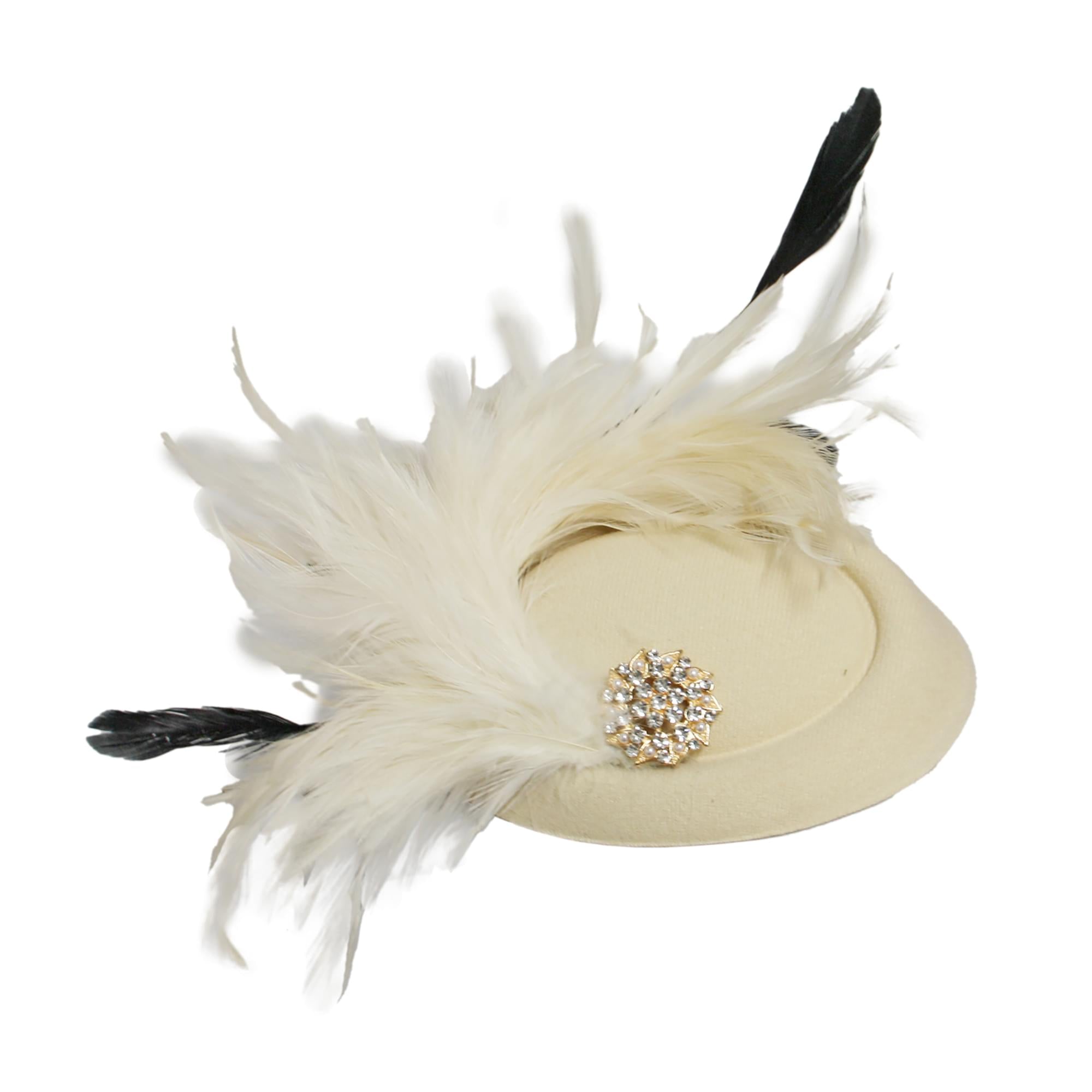 Creamy Feather Fascinator Adult Costume Hat | Free Shipping