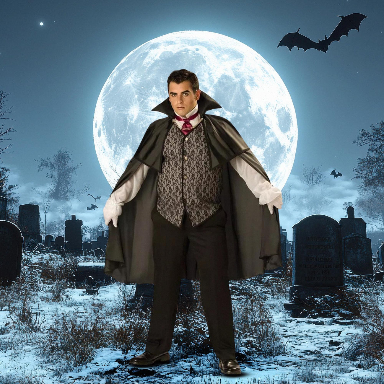 Midnight Vampire Cape & Vest Designer Costume Adult | Free Shipping