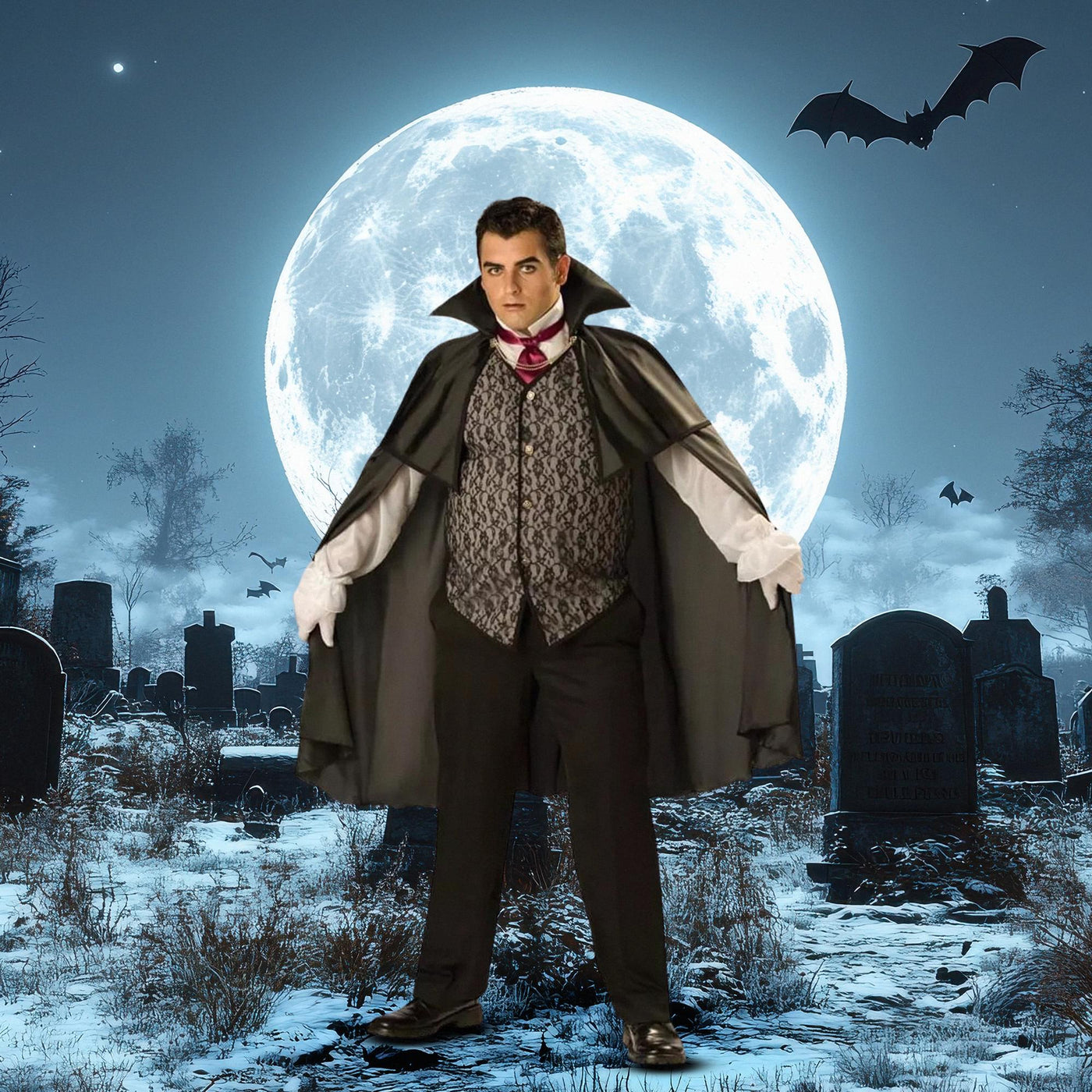 Midnight Vampire Cape & Vest Designer Costume Adult | Free Shipping