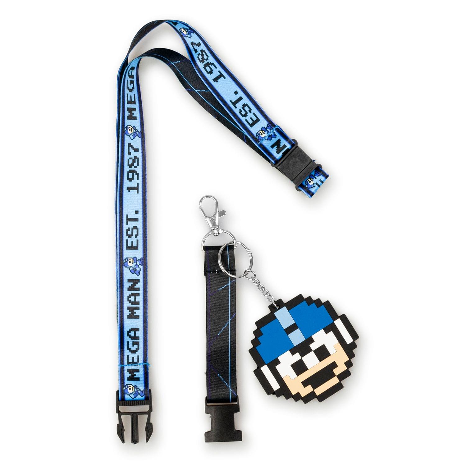 Mega Man 1987 Lanyard w/ 8-Bit Mega Man Charm | Free Shipping
