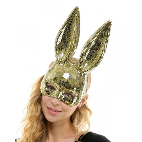Bedazzled Gold Mirror Bunny Costume Mask | Free Shipping