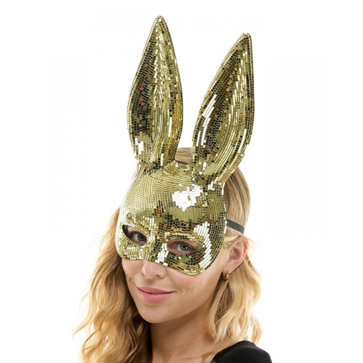 Bedazzled Gold Mirror Bunny Costume Mask | Free Shipping