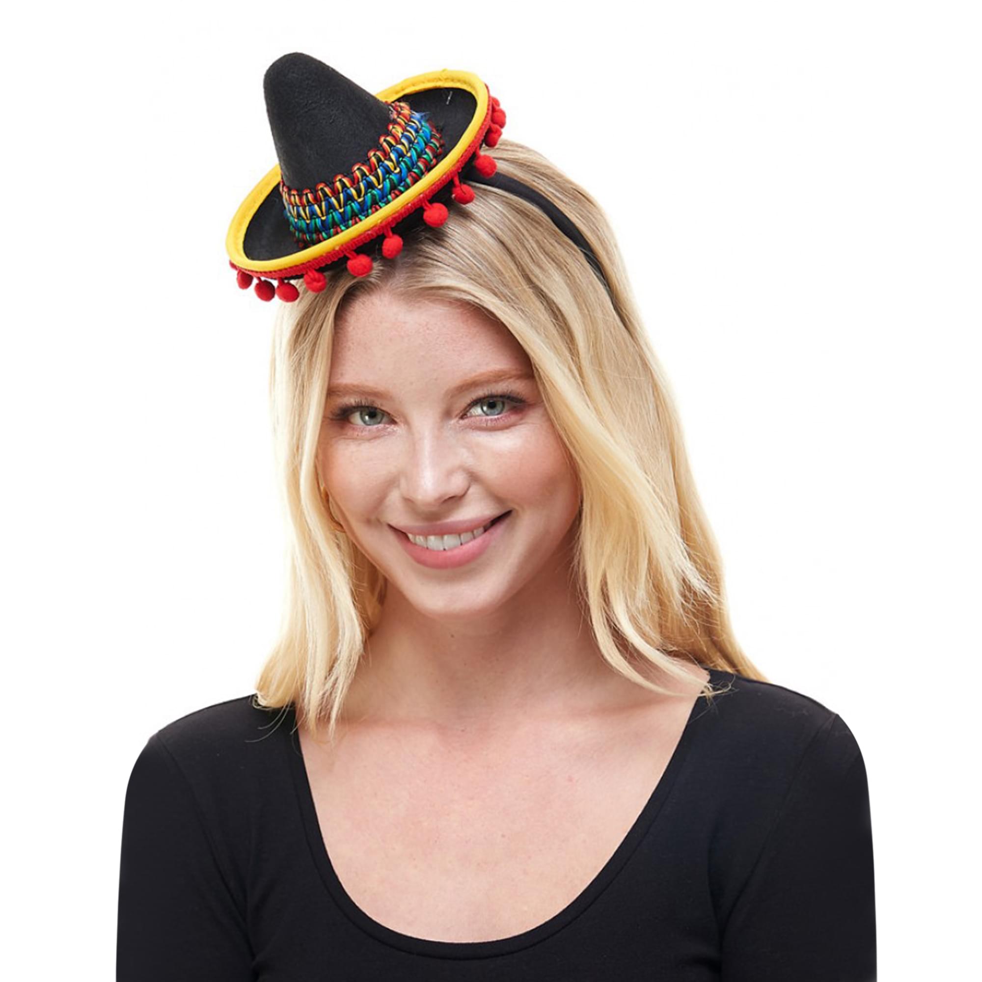 Mini Sombrero Hat Costume Headband | Black | Free Shipping