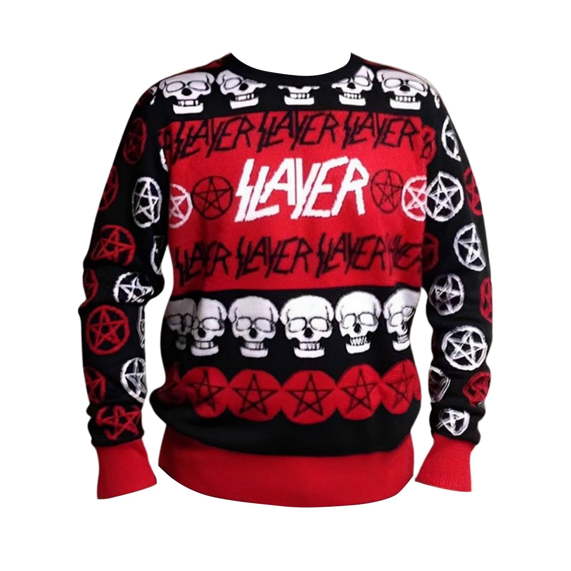 Slayer Pentagram & Skulls Adult Christmas Sweater | Free Shipping