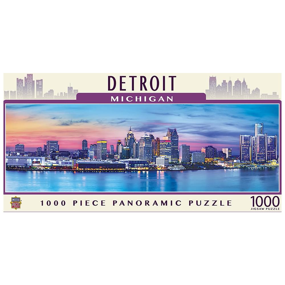 Downtown Detroit Michigan 1000 Piece Panoramic Jigsaw Puzzle | Free Sh
