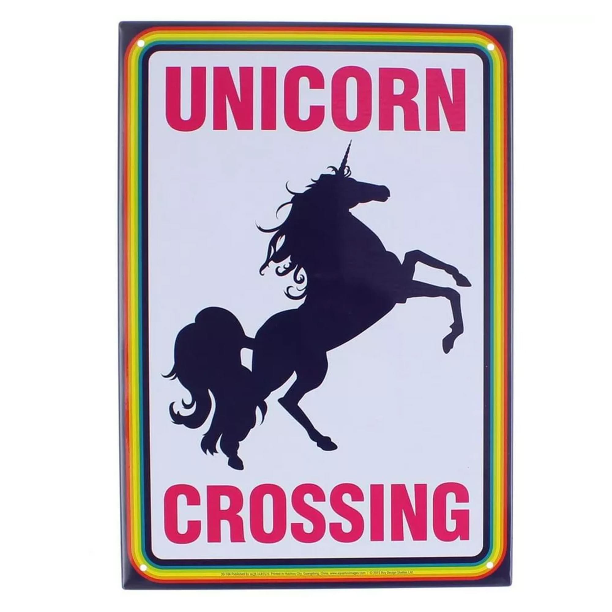 Unicorn Crossing 8" x 11.5" Tin Sign | Free Shipping