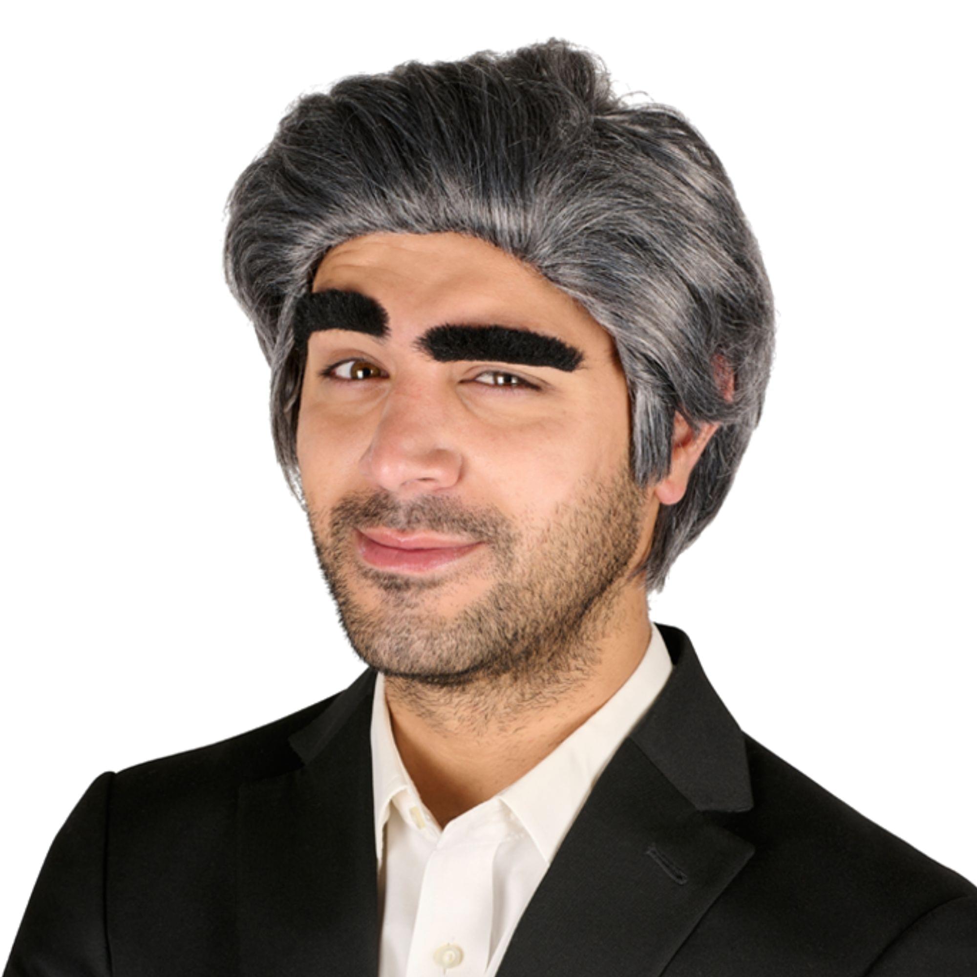 Johnny Wig & Eyebrows Grey Costume Accessory | Free Shipping