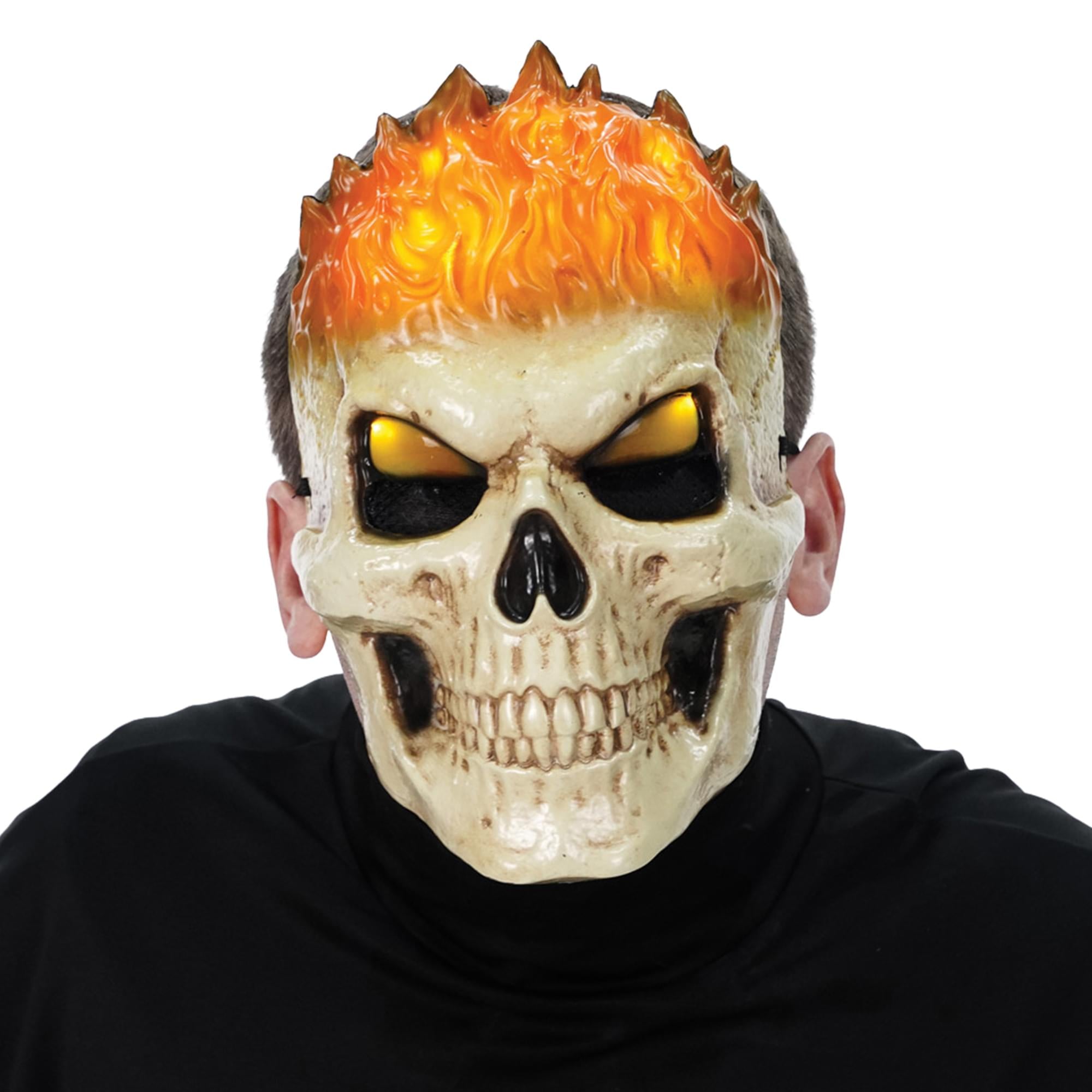 Flaming Inferno Skull Light-Up Adult Costume Mask | Free Shipping