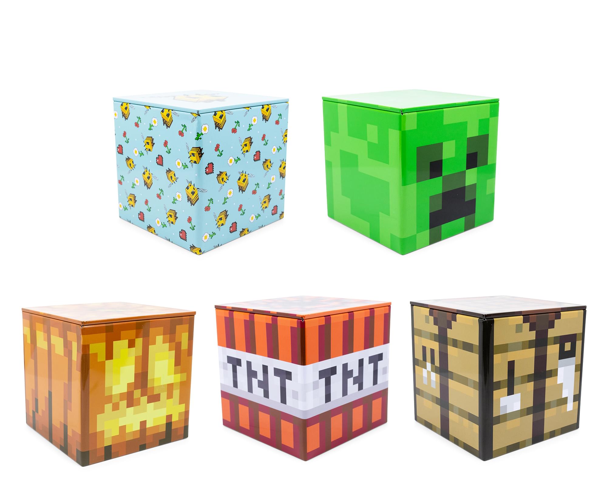 Minecraft 4x4 Inch Tin Storage Box Set of 5 | Free Shipping