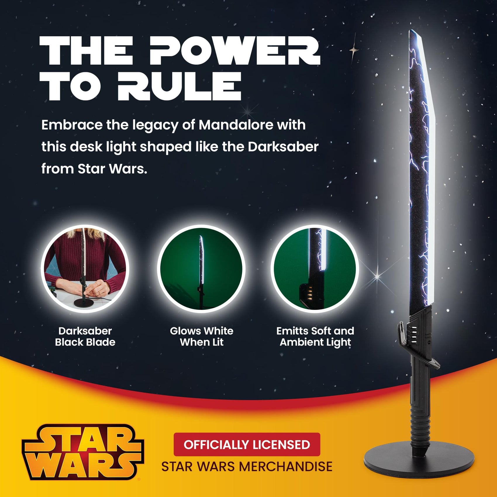Star Wars Darksaber 12-Inch Desktop LED Mood Light | Free Shipping