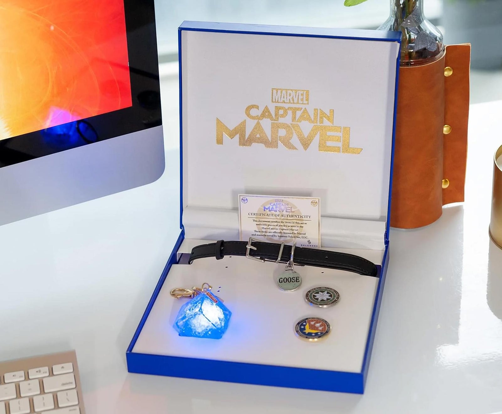 Captain Marvel Goose Collar | Tesseract Keychain | Pins | Free Shippin