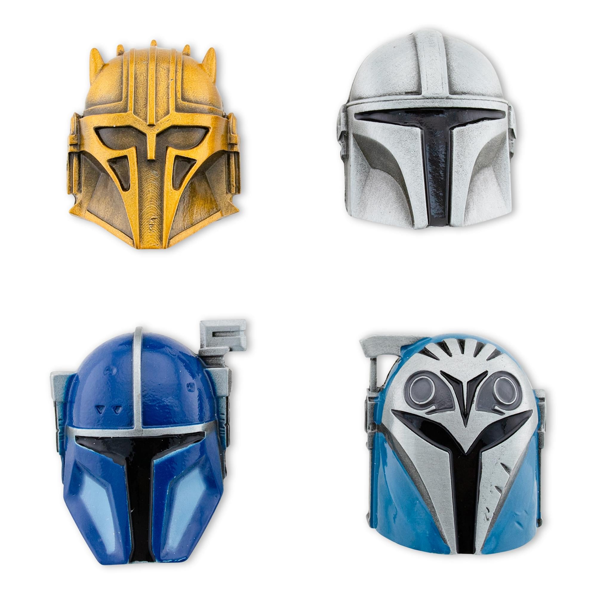 Star Wars Mandalorian 4-Piece Helmet Pin Set | Free Shipping