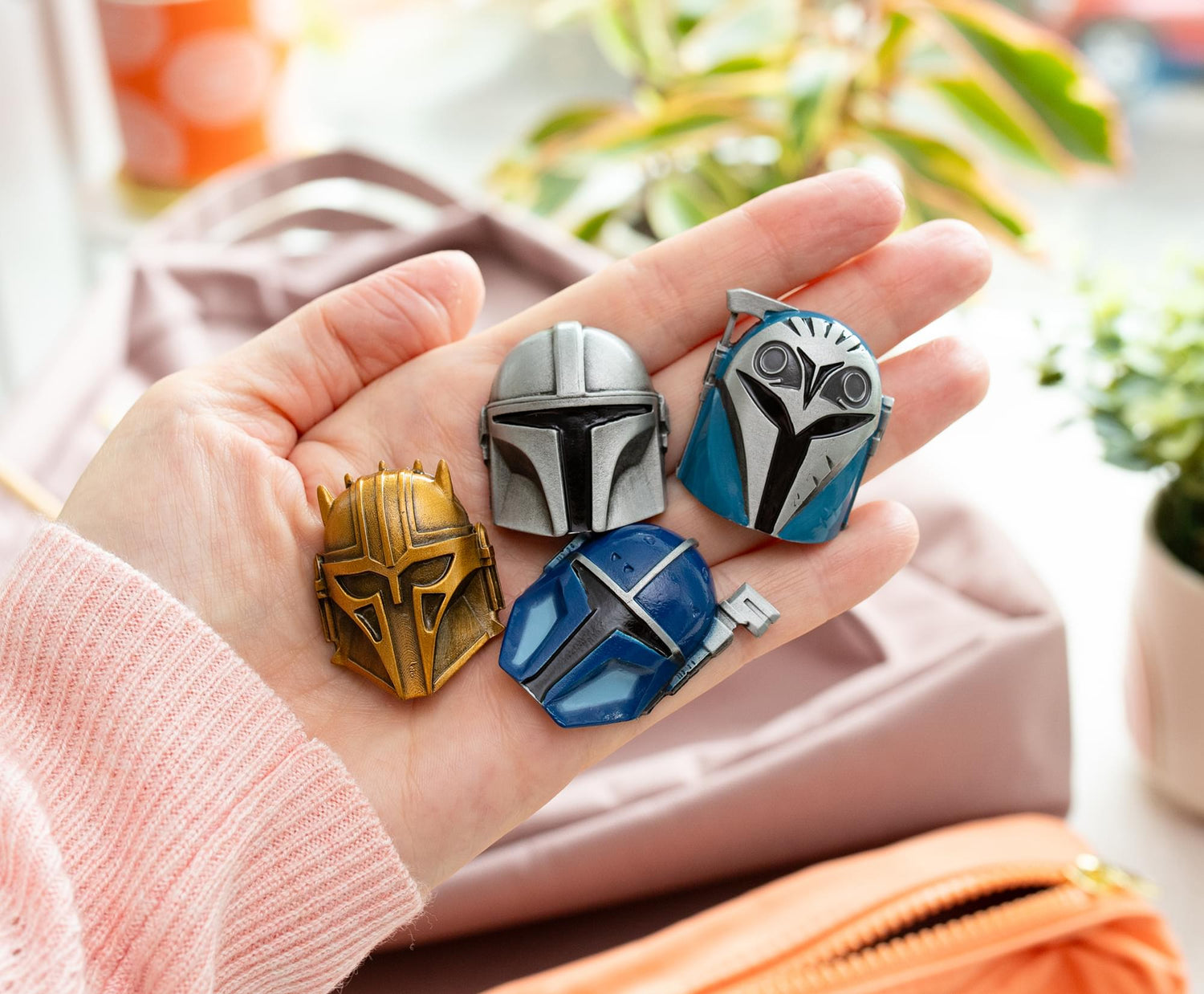 Star Wars Mandalorian 4-Piece Helmet Pin Set | Free Shipping