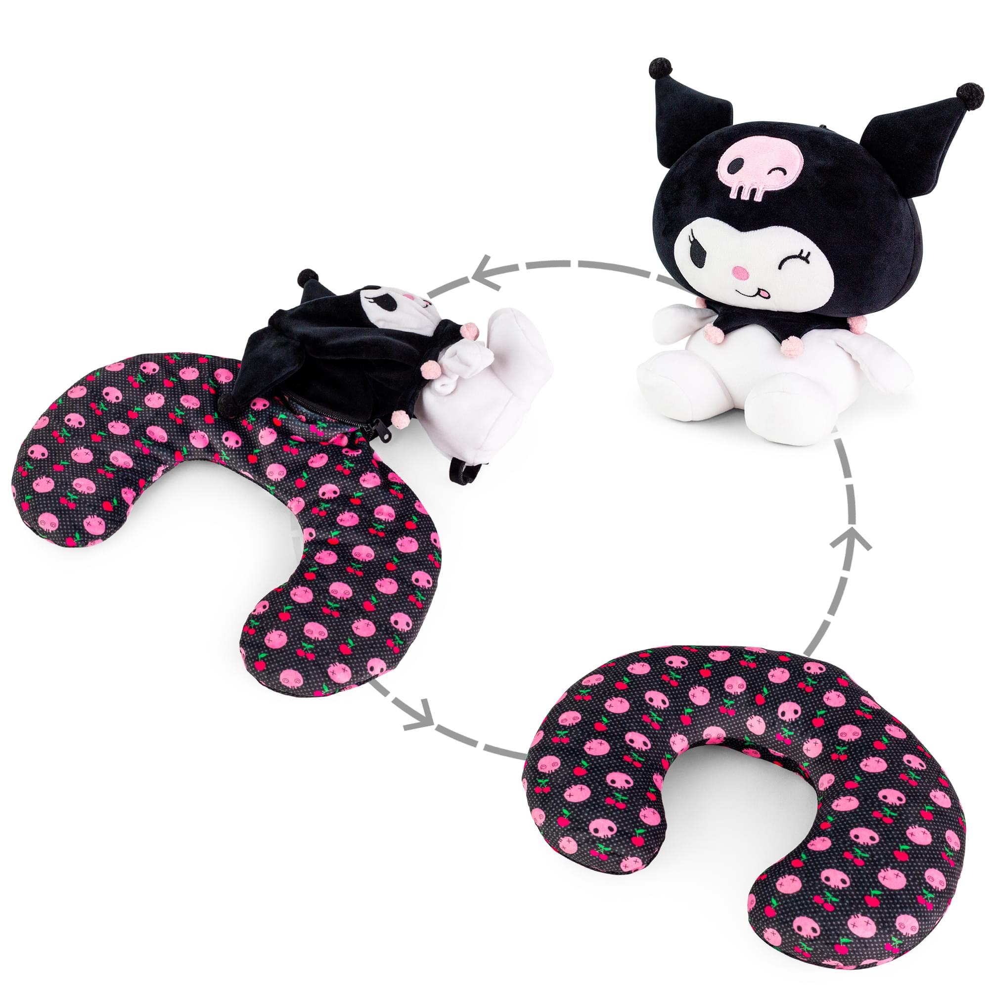Sanrio Kuromi Reversible Neck Roll and Plush | Free Shipping