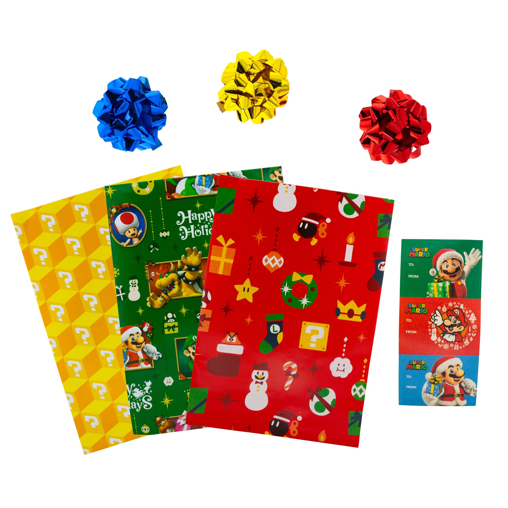 Super Mario Bros. 9-Piece Wrapping Paper Kit | Free Shipping