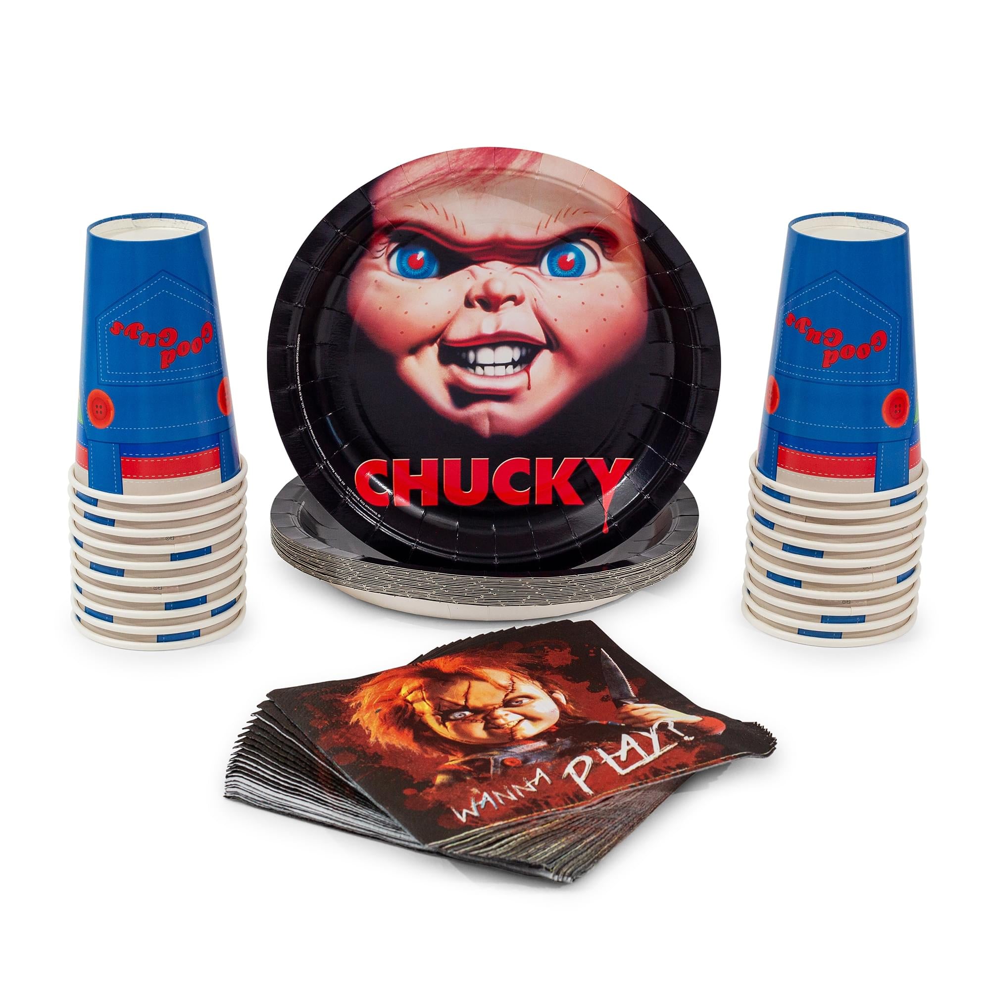 Childs Play Chucky 60 Piece Party Tableware Set | Free Shipping