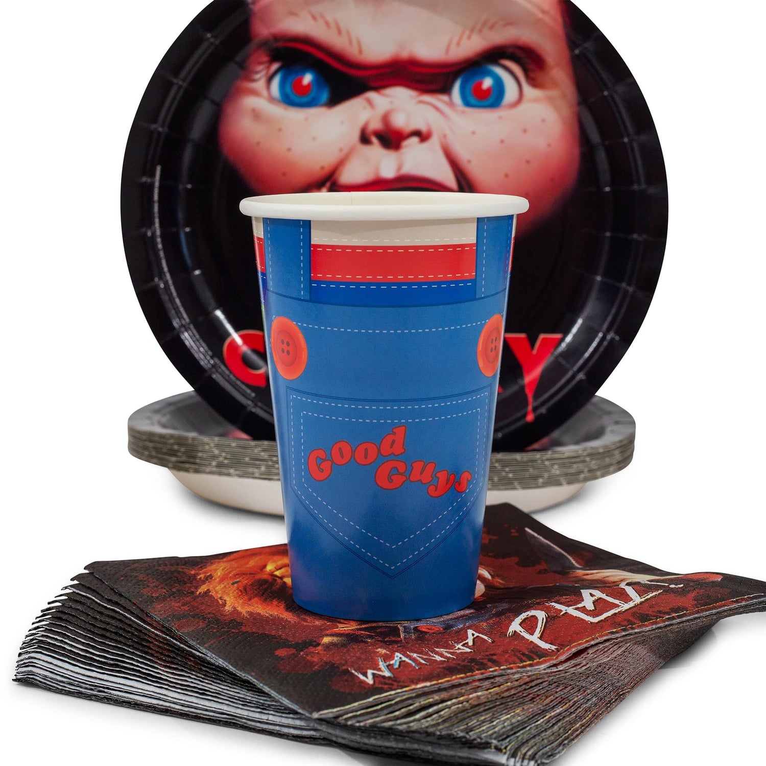 Childs Play Chucky 60 Piece Party Tableware Set | Free Shipping