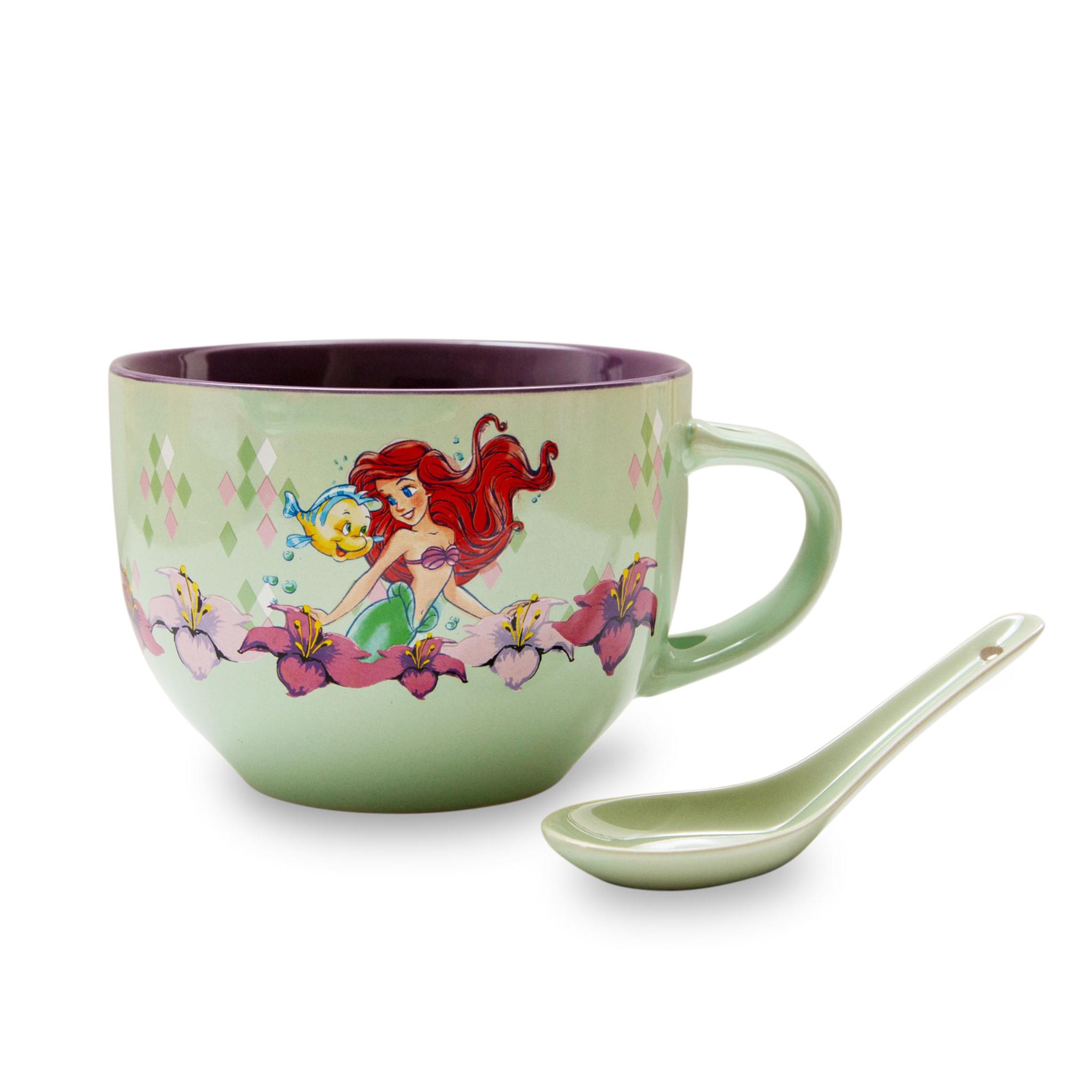 Little Mermaid 24oz Ceramic Soup Mug w/ Spoon | Free Shipping