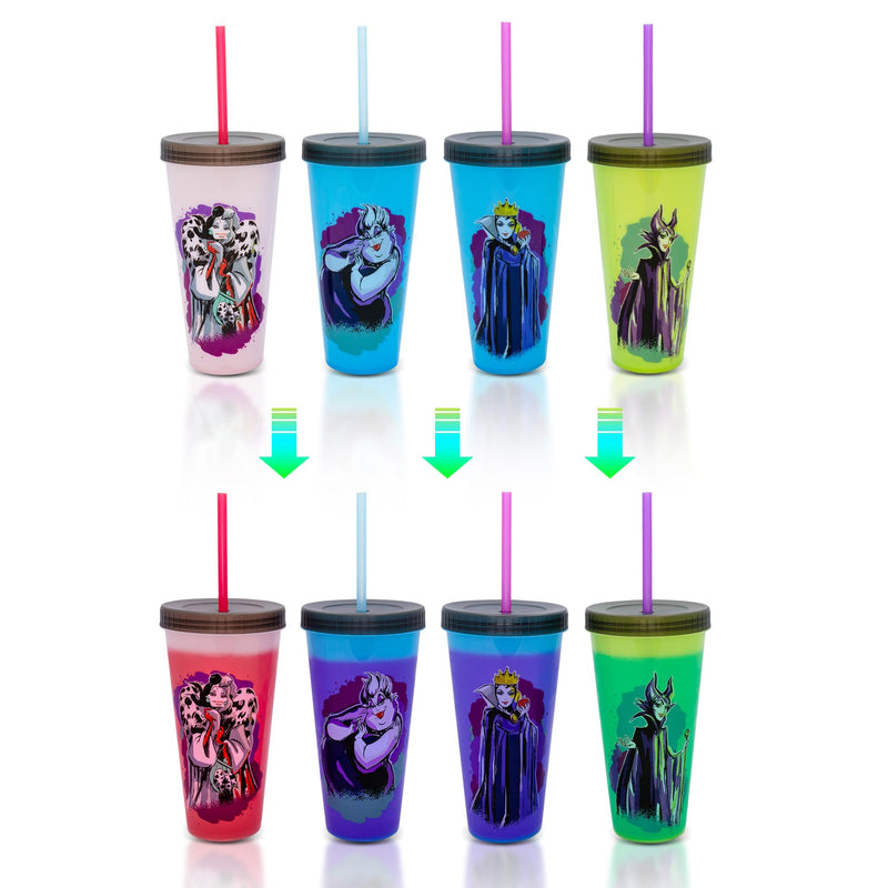 Disney Villains 4 Piece Color Change Tumbler Set | Free Shipping