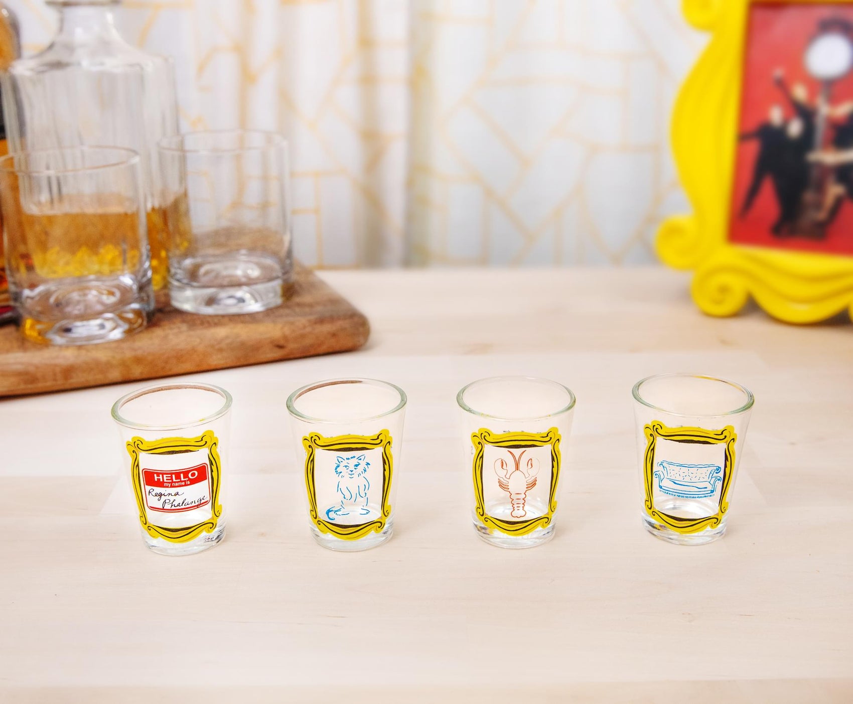 Friends Framed Quotes 4 Piece 1.5oz Mini Glass Set | Free Shipping