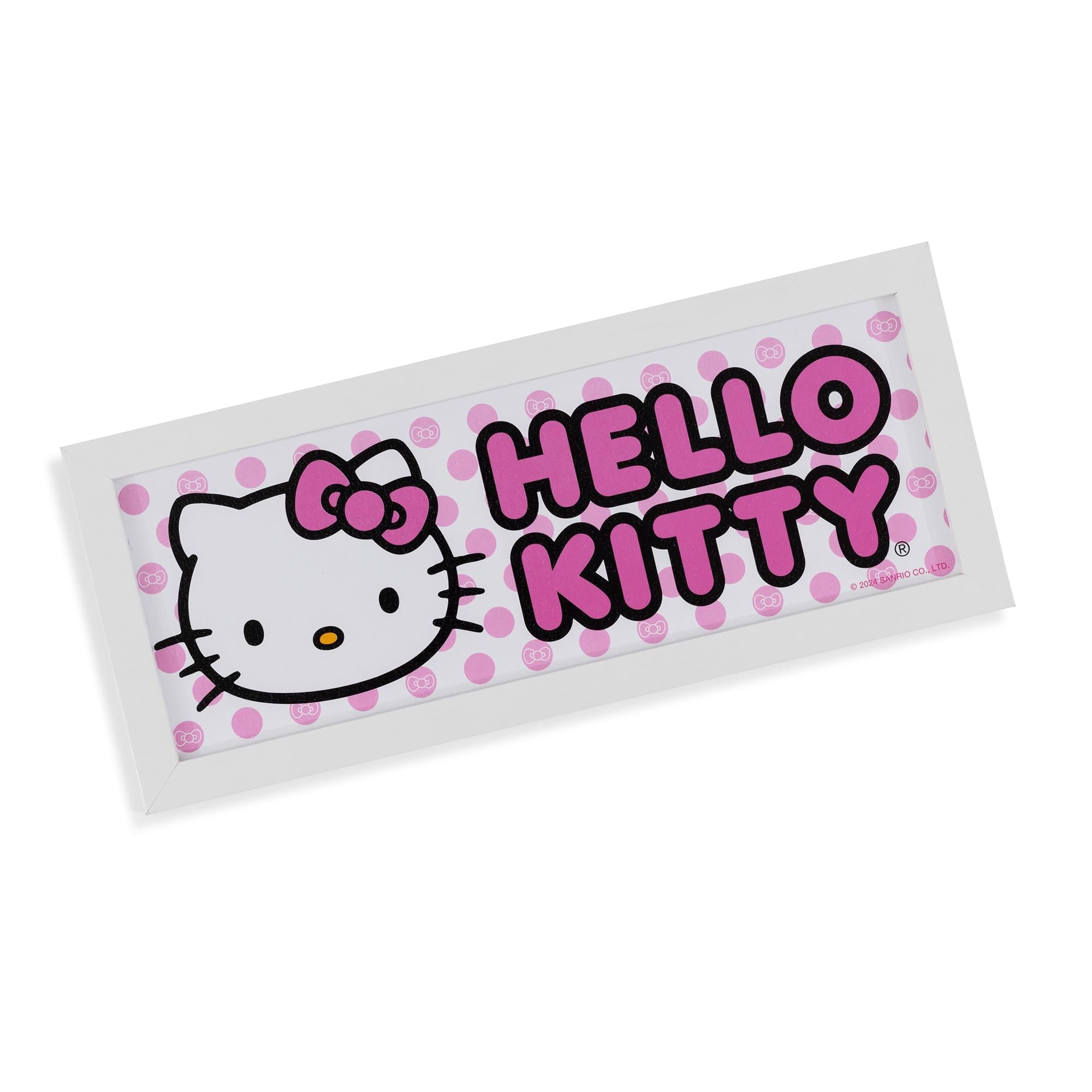 Hello Kitty Pink 12 x 5 Inch Framed MDF Wall Art | Free Shipping